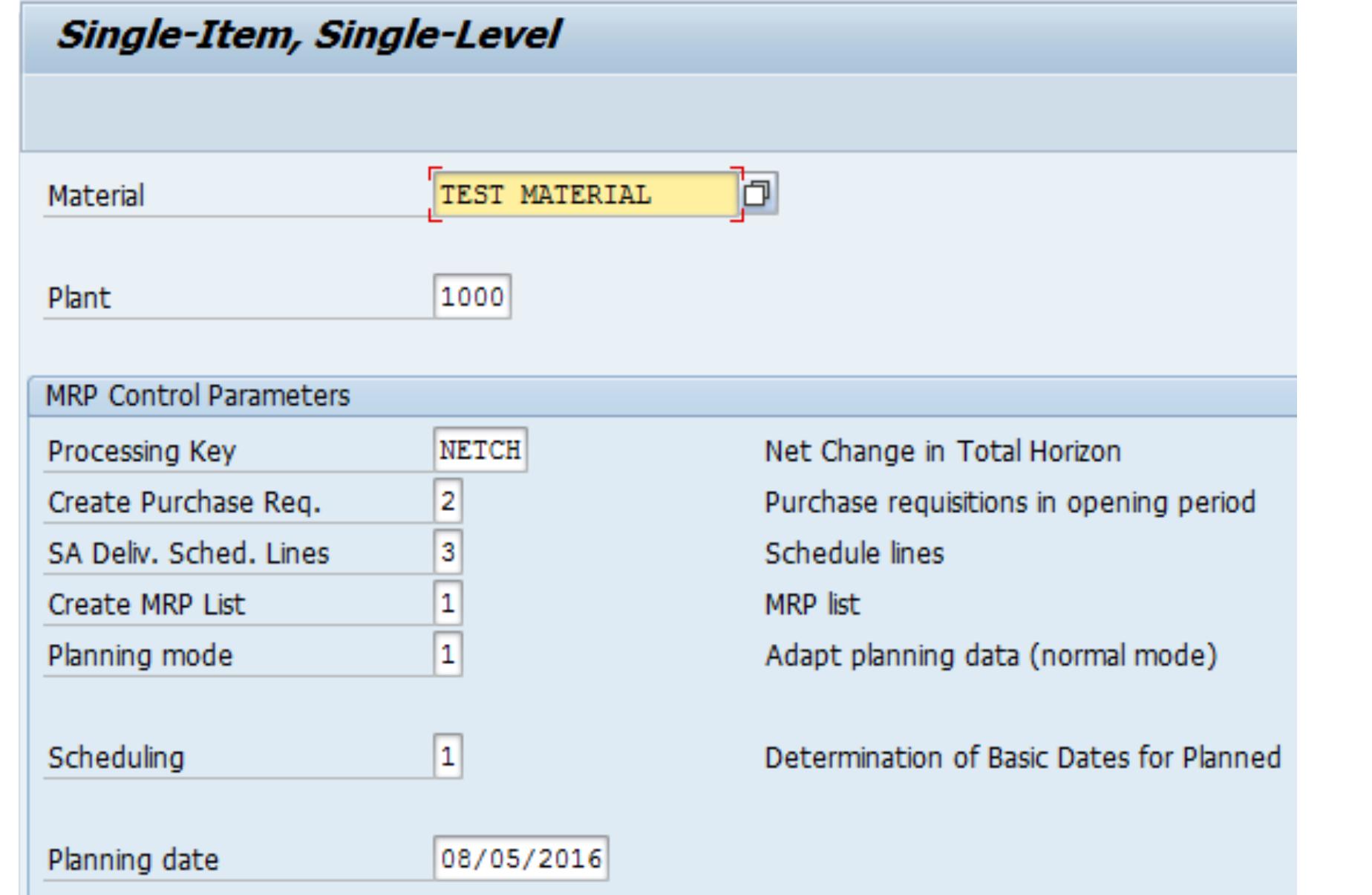 Figure 10 - SAP MRP Settings for auto-generation of Stock
