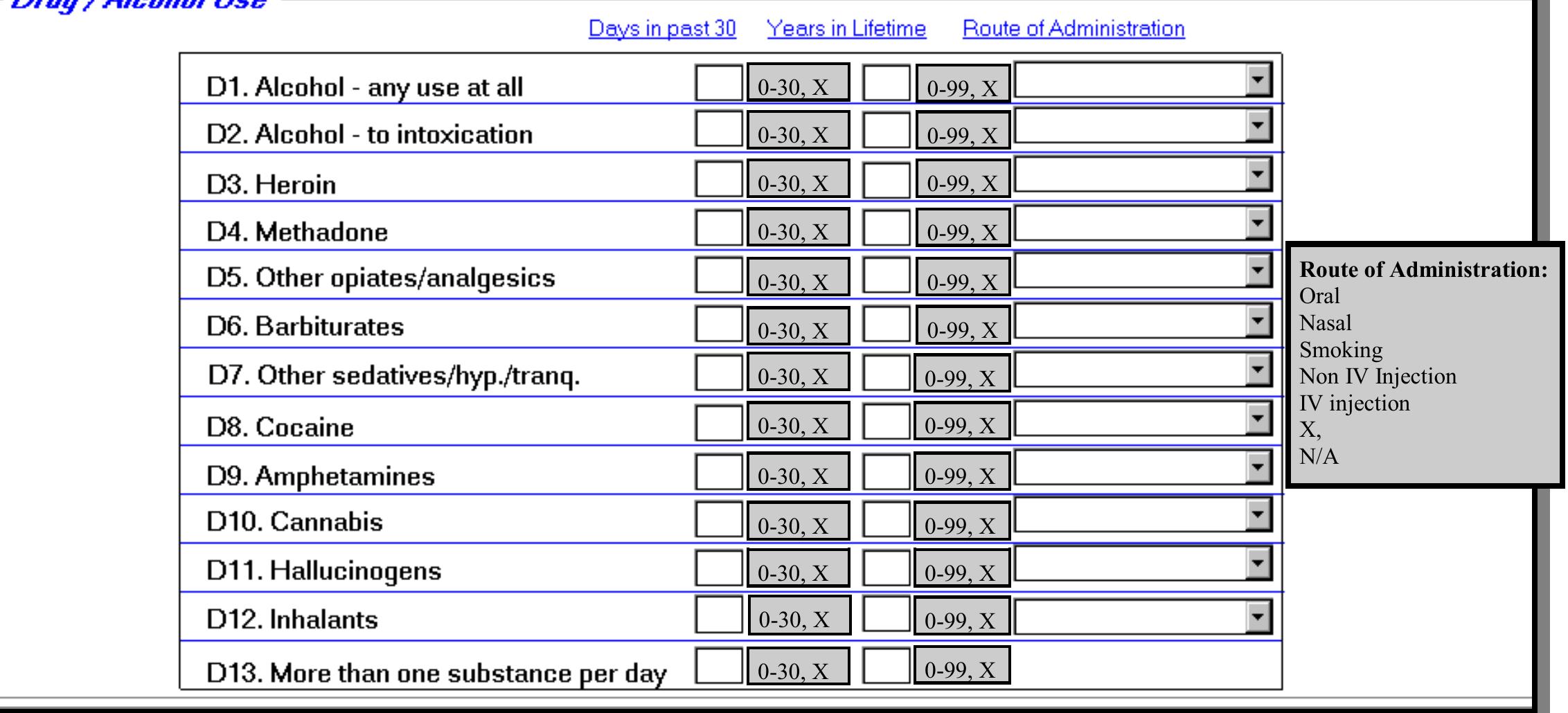 Figure 5 - The fifth edition of the addiction severity index