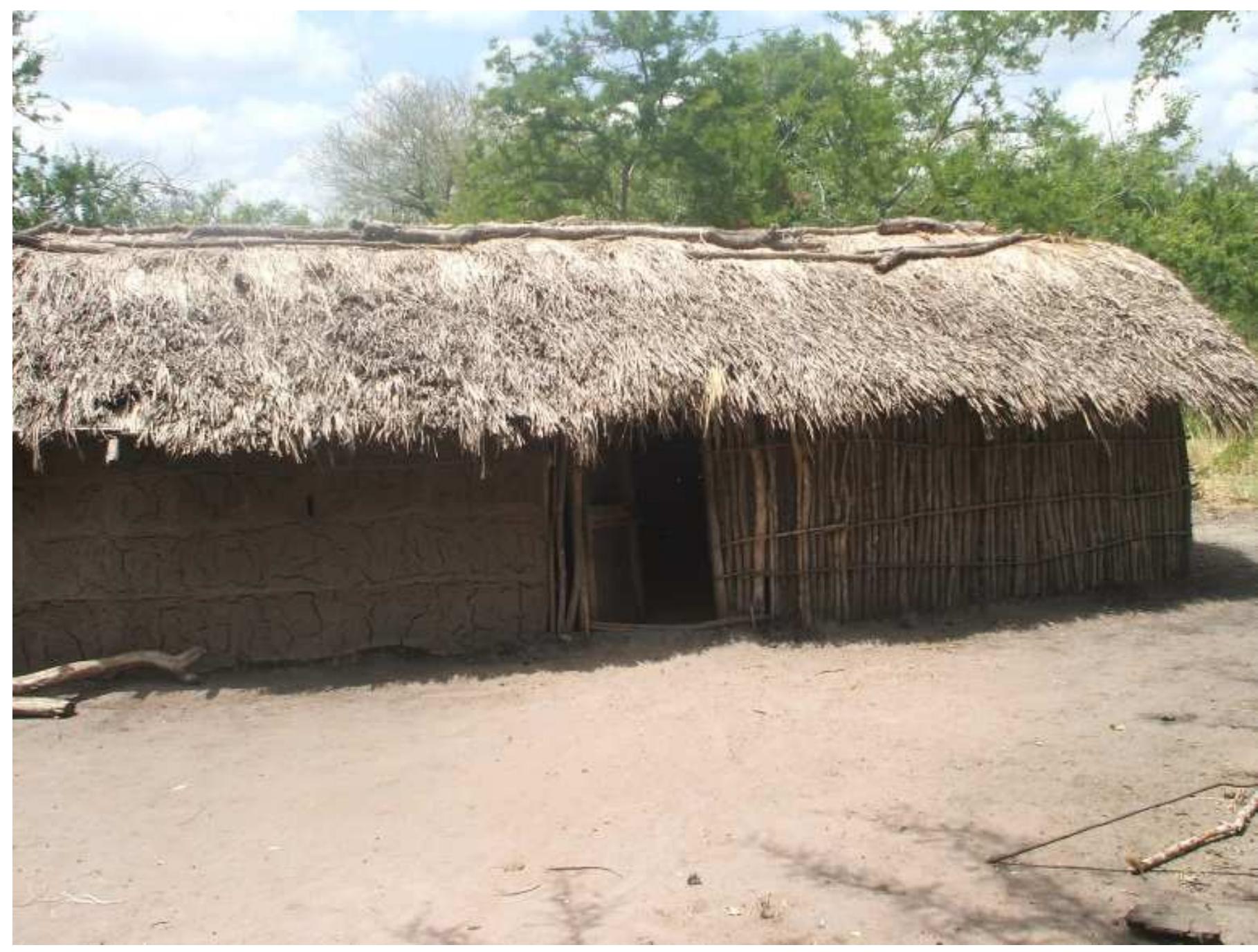 Traditional maasai home built from a wooden frame and then