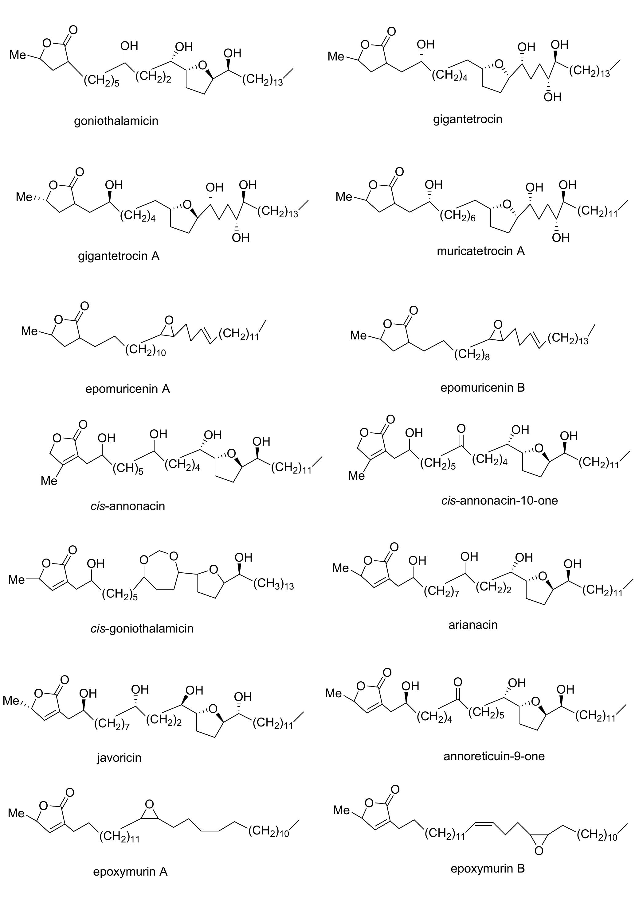Chemical structures of the major compounds isolated from