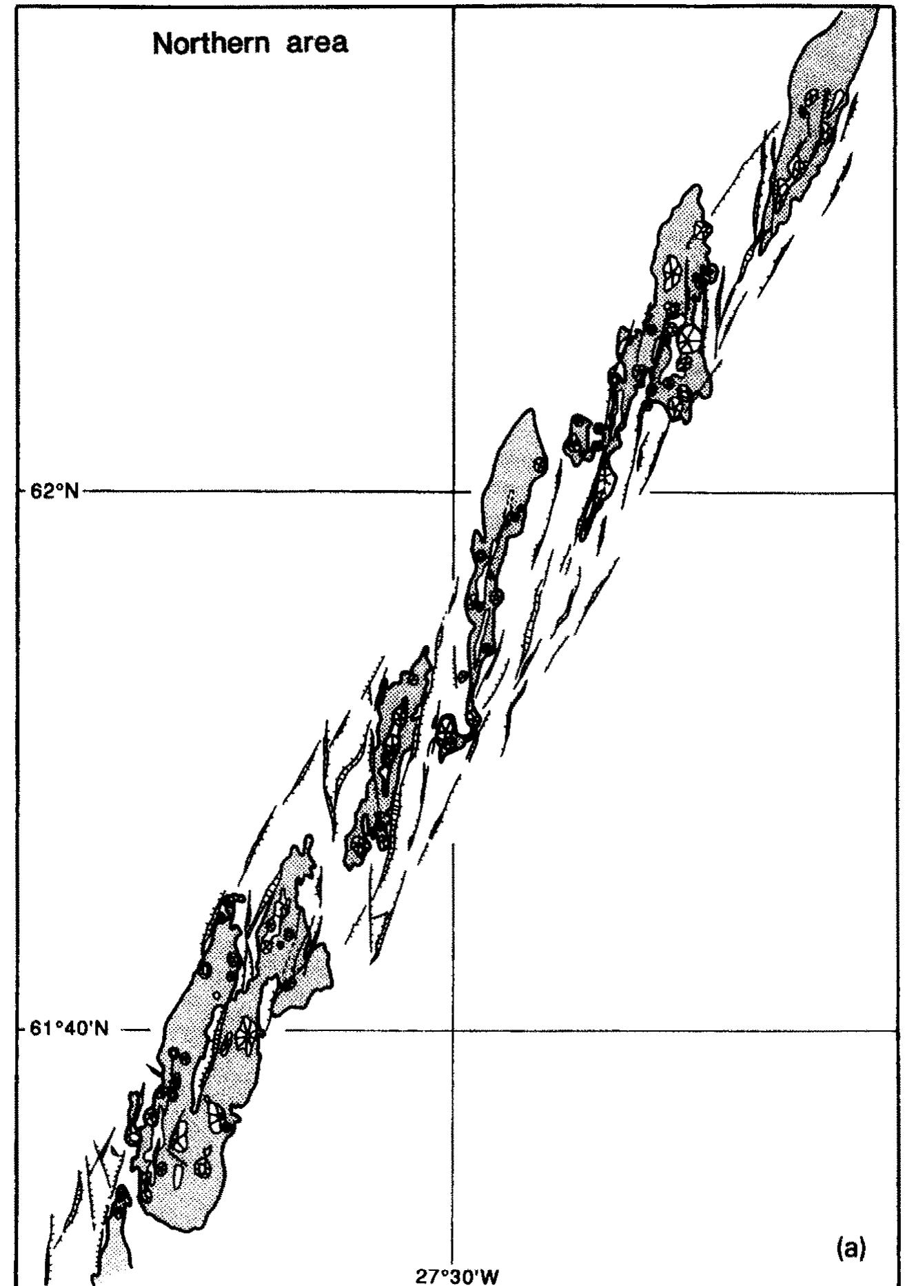 (ac) geological maps of the three surveyed areas along the