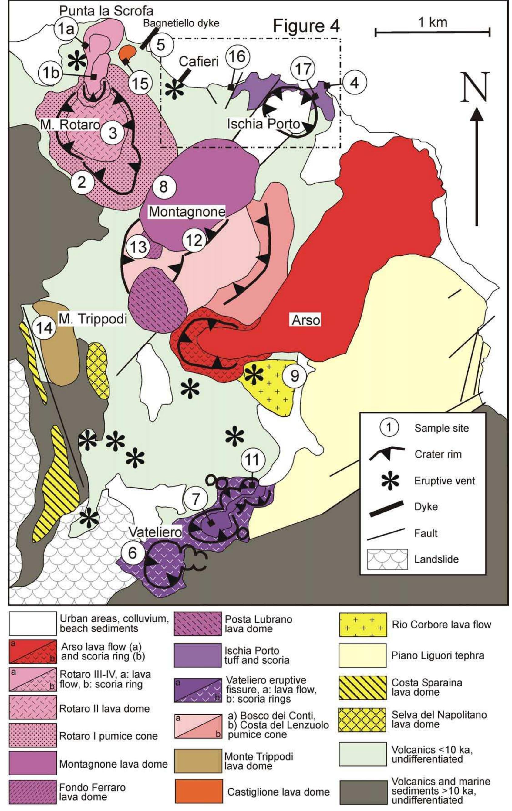 Geologic map of the eastern side of the ischia caldera