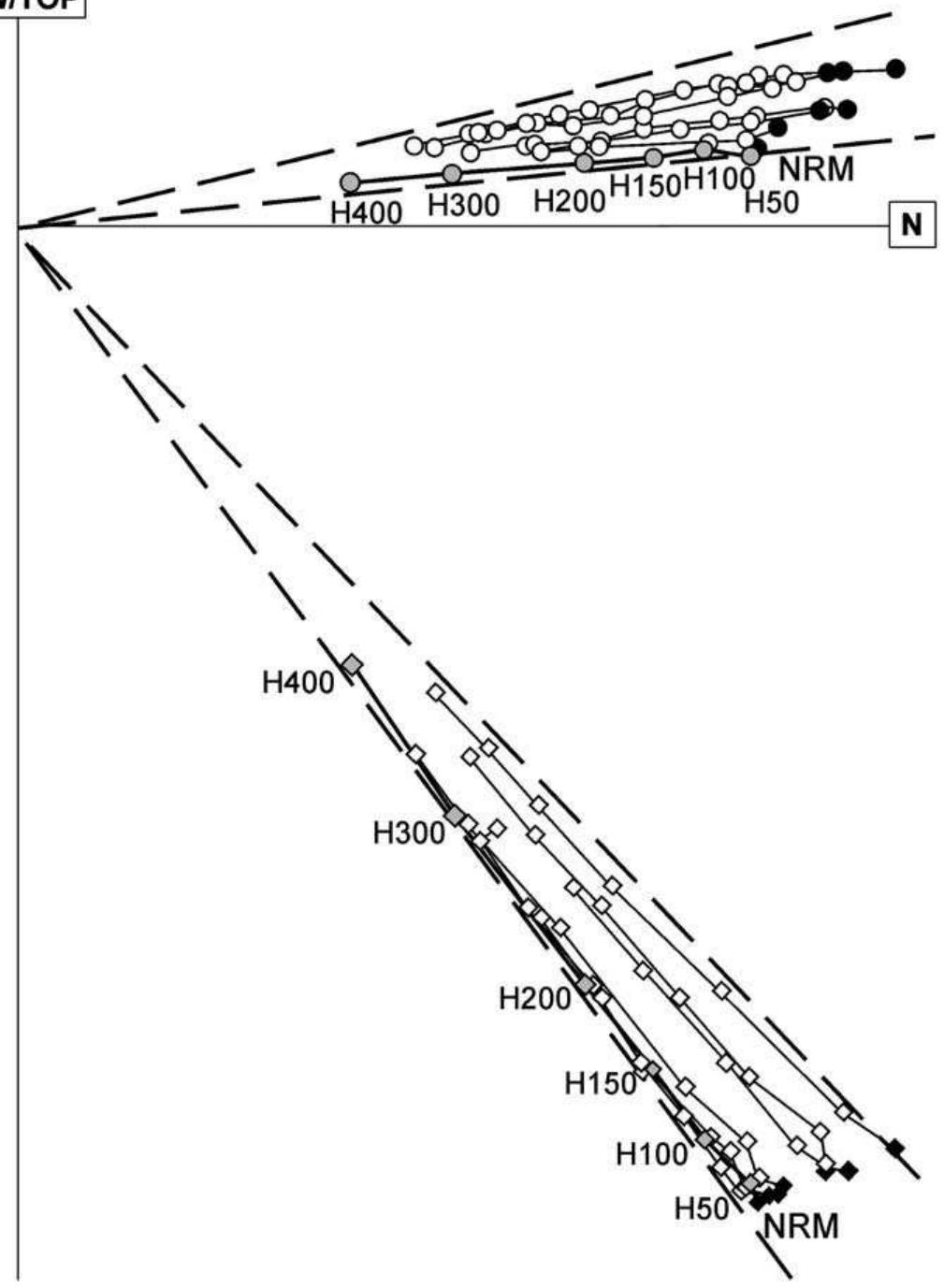 Example of orthogonal vector diagrams of af demagnetization