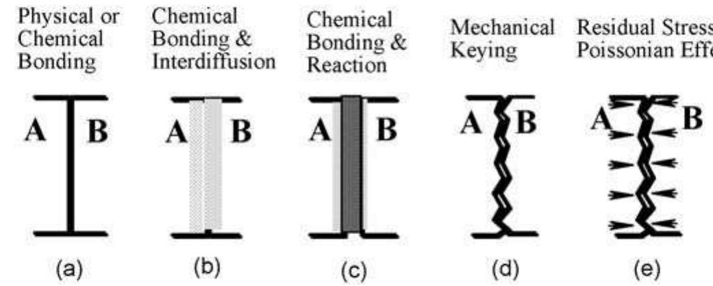 11. schematic diagram of interface bonding mechanisms. the