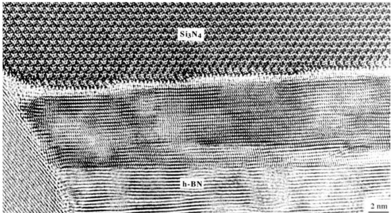 2. an interphase boundary between silicon nitride and boron