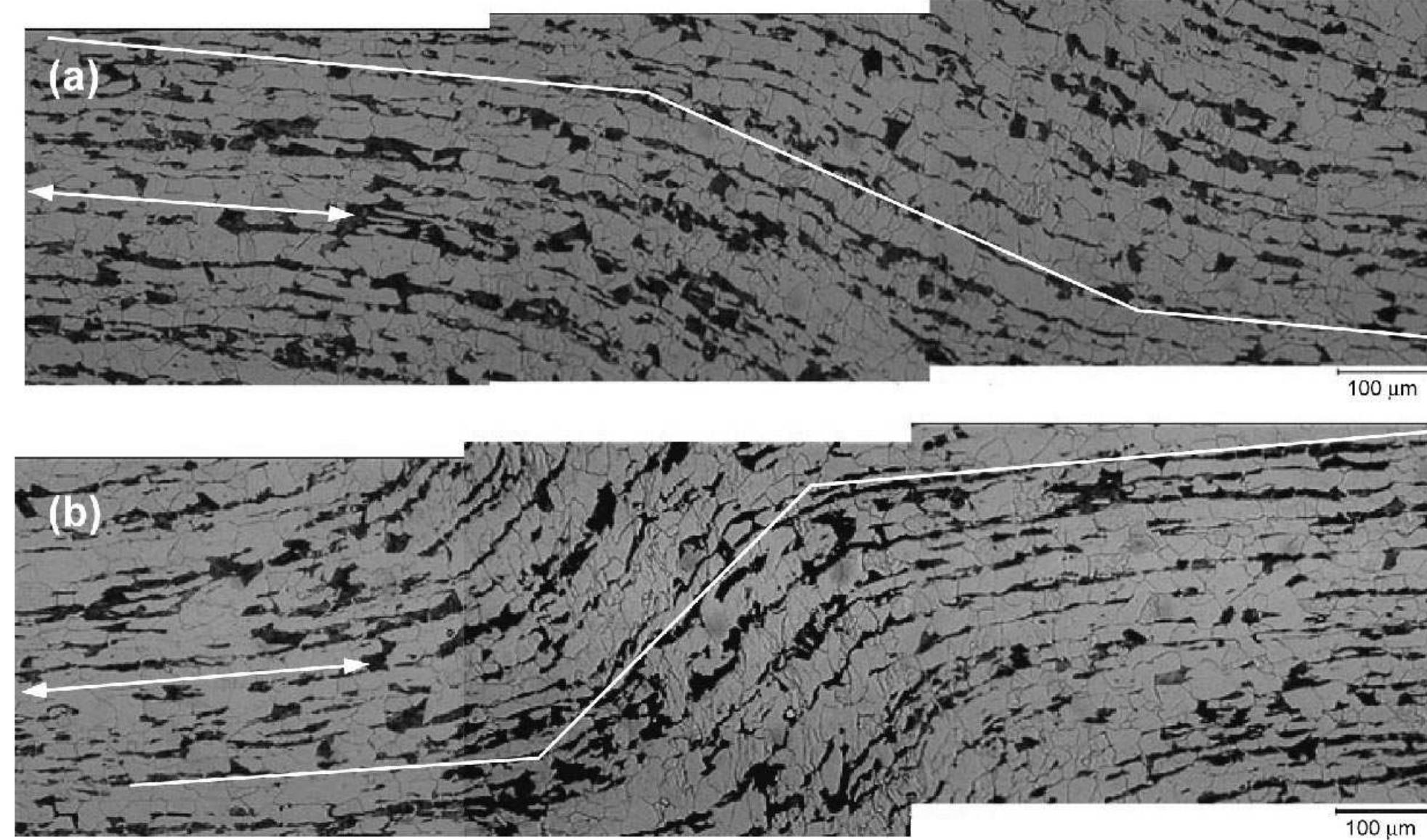 —typical micrographs of the homogeneous deformation in gage