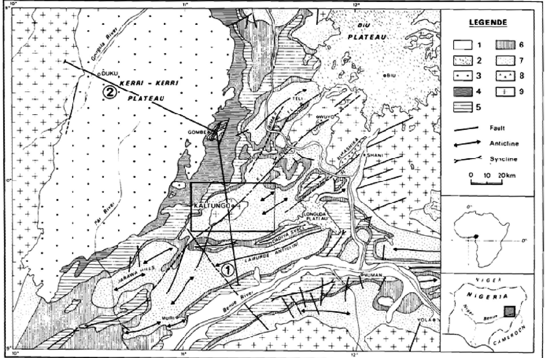 Simplified geological map of the upper benue trough showing