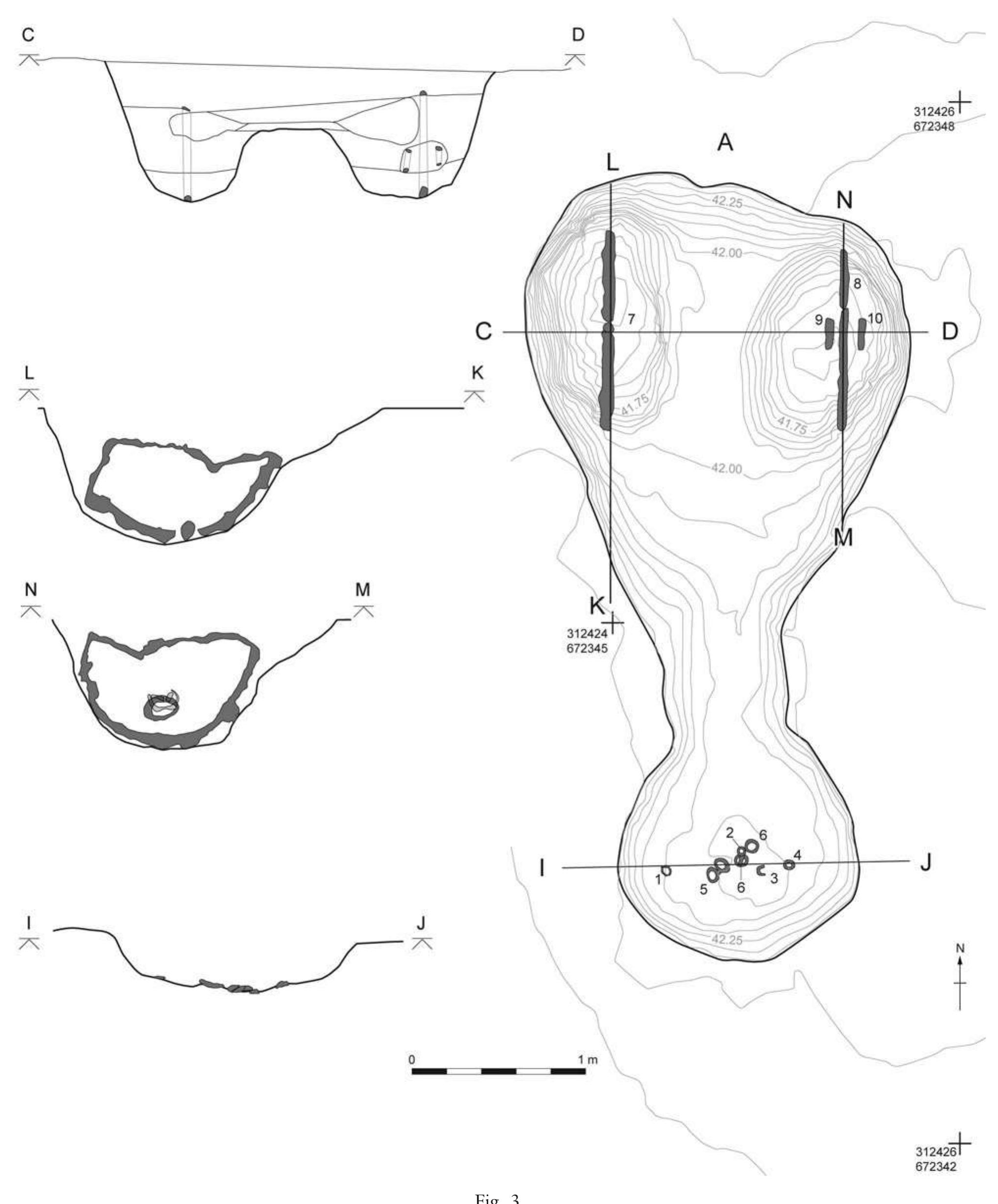 A, © jai above) plan of the burial pit; opposite) vertical