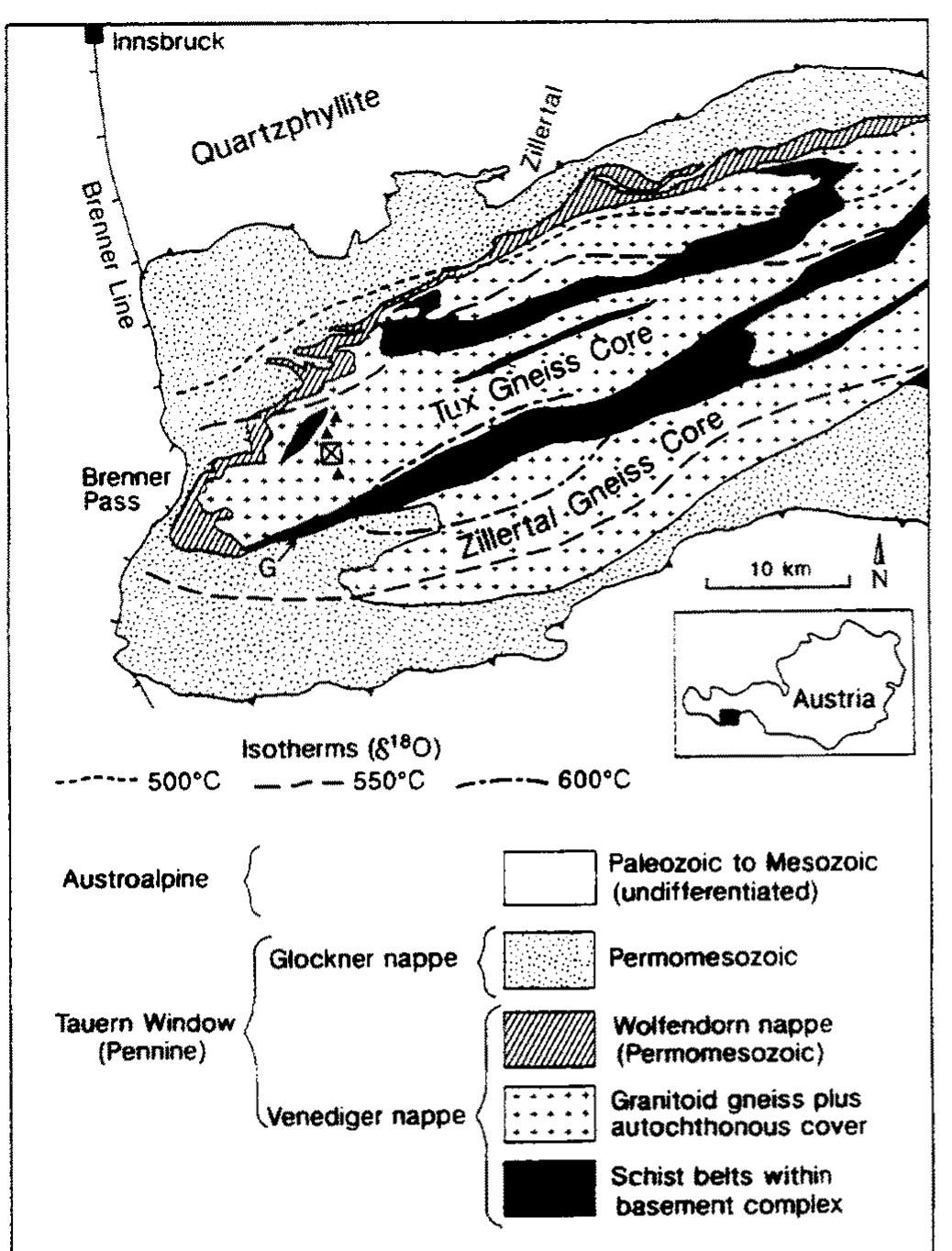 Generalized geological map of the western tauern window