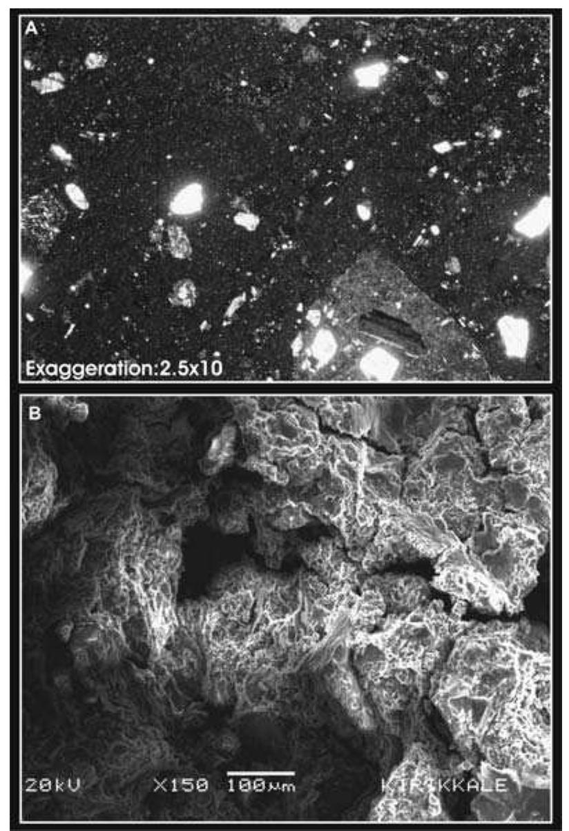 Thin section of the failed tuff sample with vitroclastic