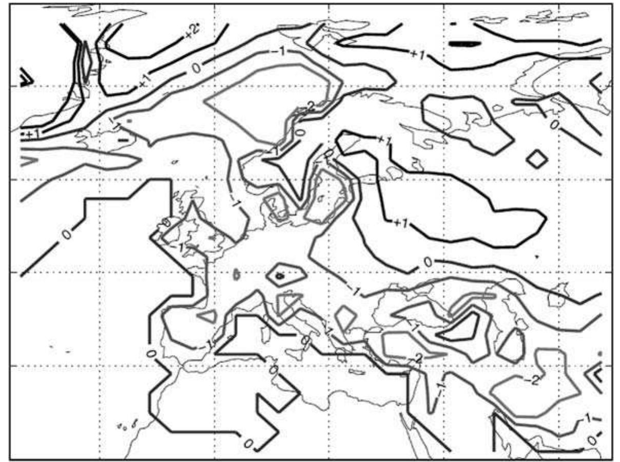 The map shows the predicted change in freeze-thaw cycles
