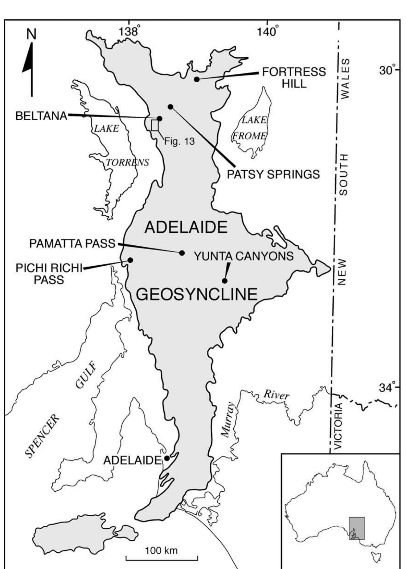 Location map for the adelaide geosyncline. the locations of