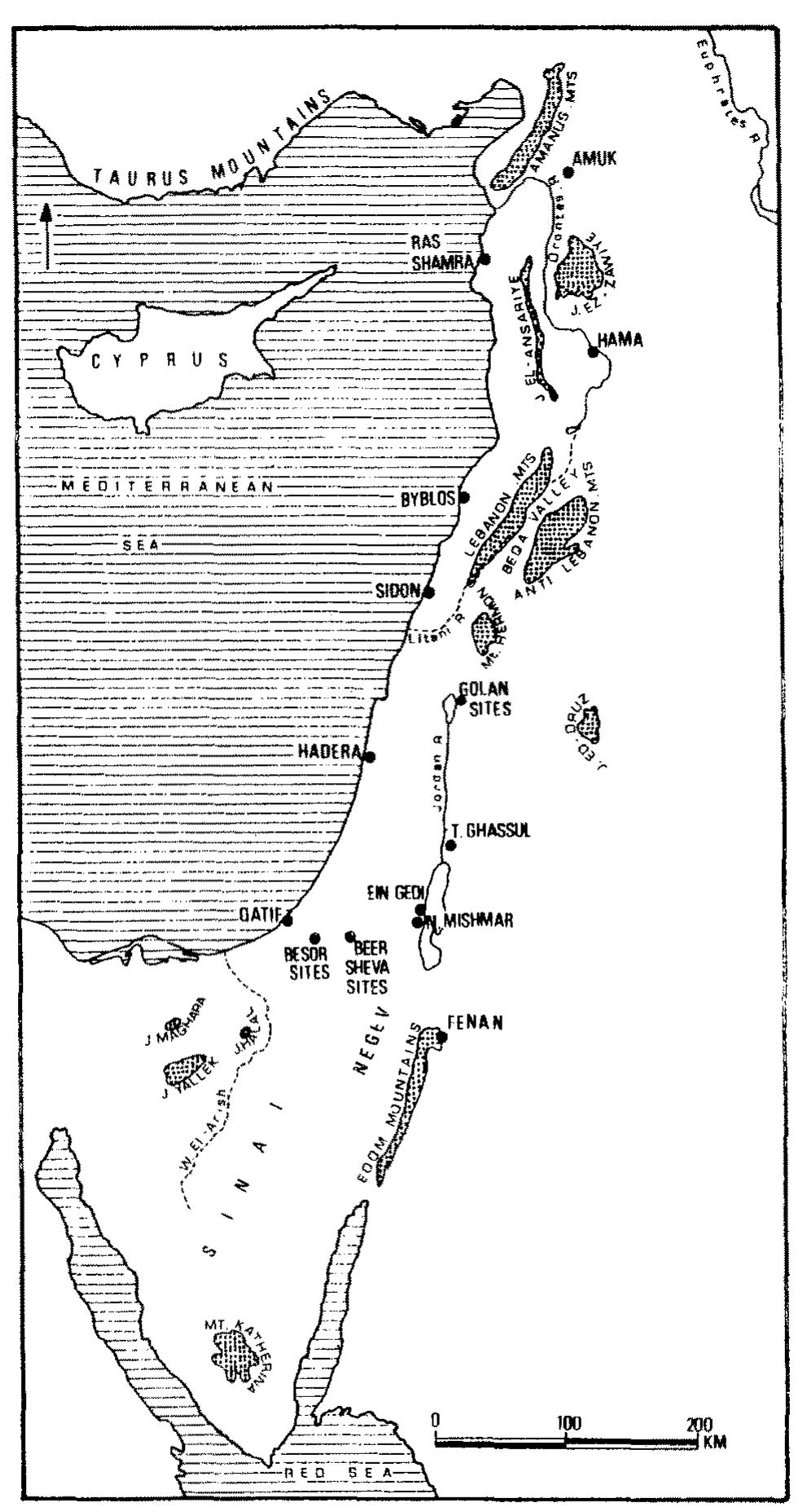 Ig. 1. map of the levant showing the main localities