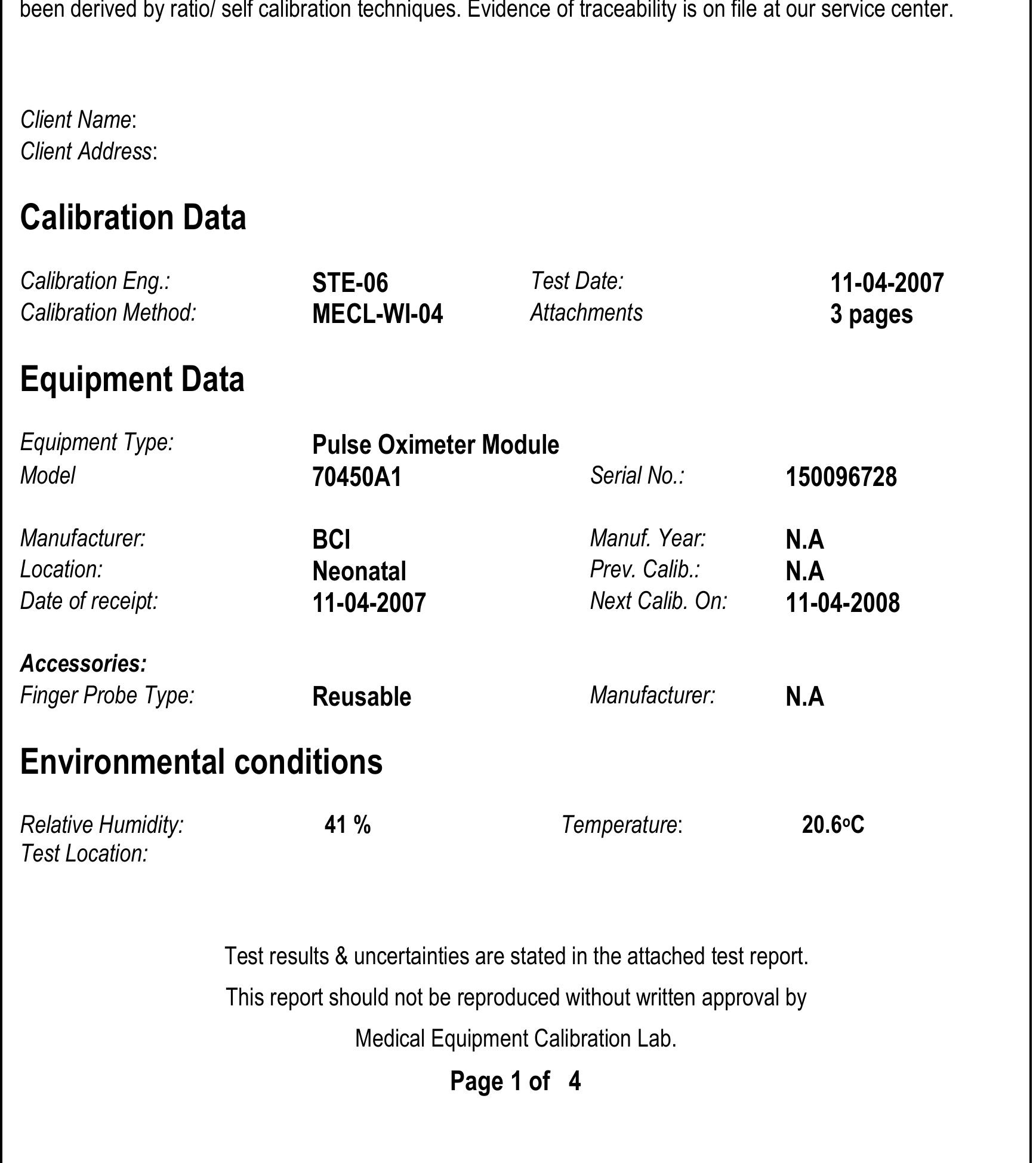 An example of the mecl calibration certificate certificate