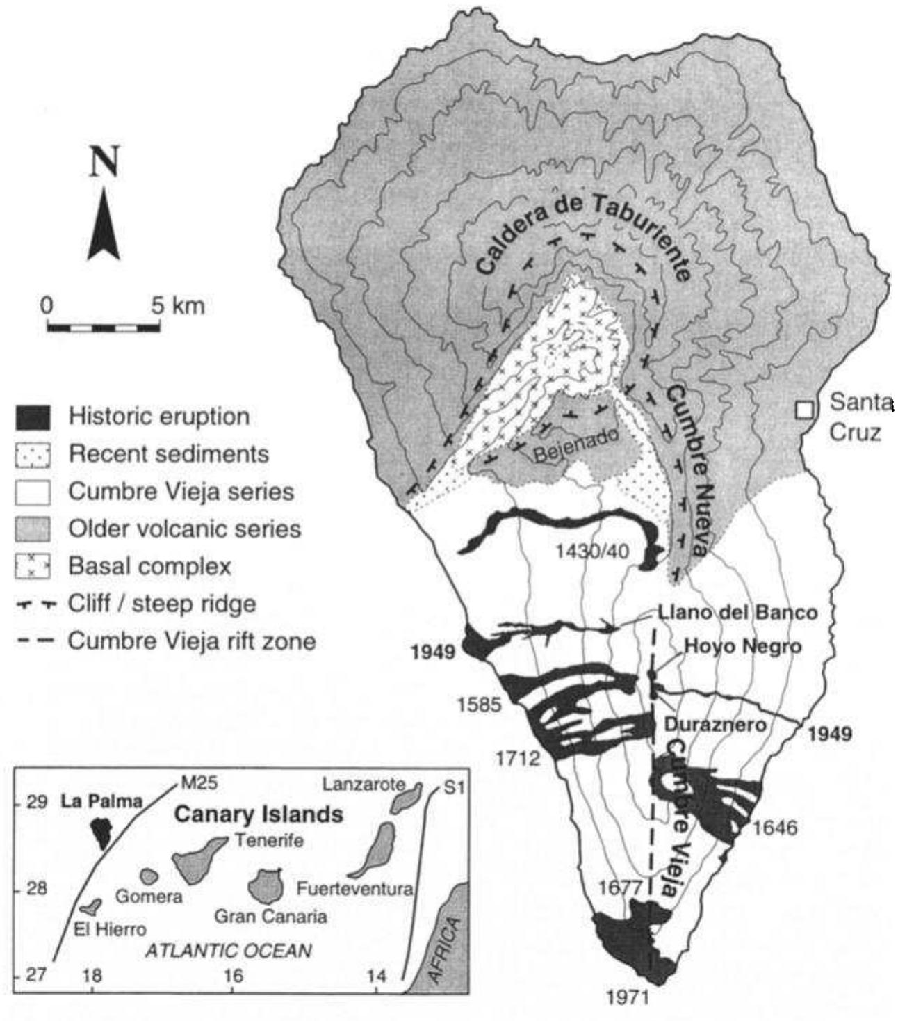 Location map (inset) and simplified geological map of la
