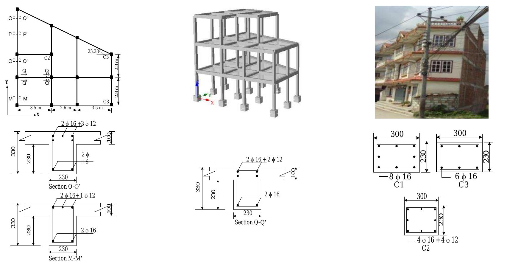 Plan, tridimensional model, and cross-section detailing of