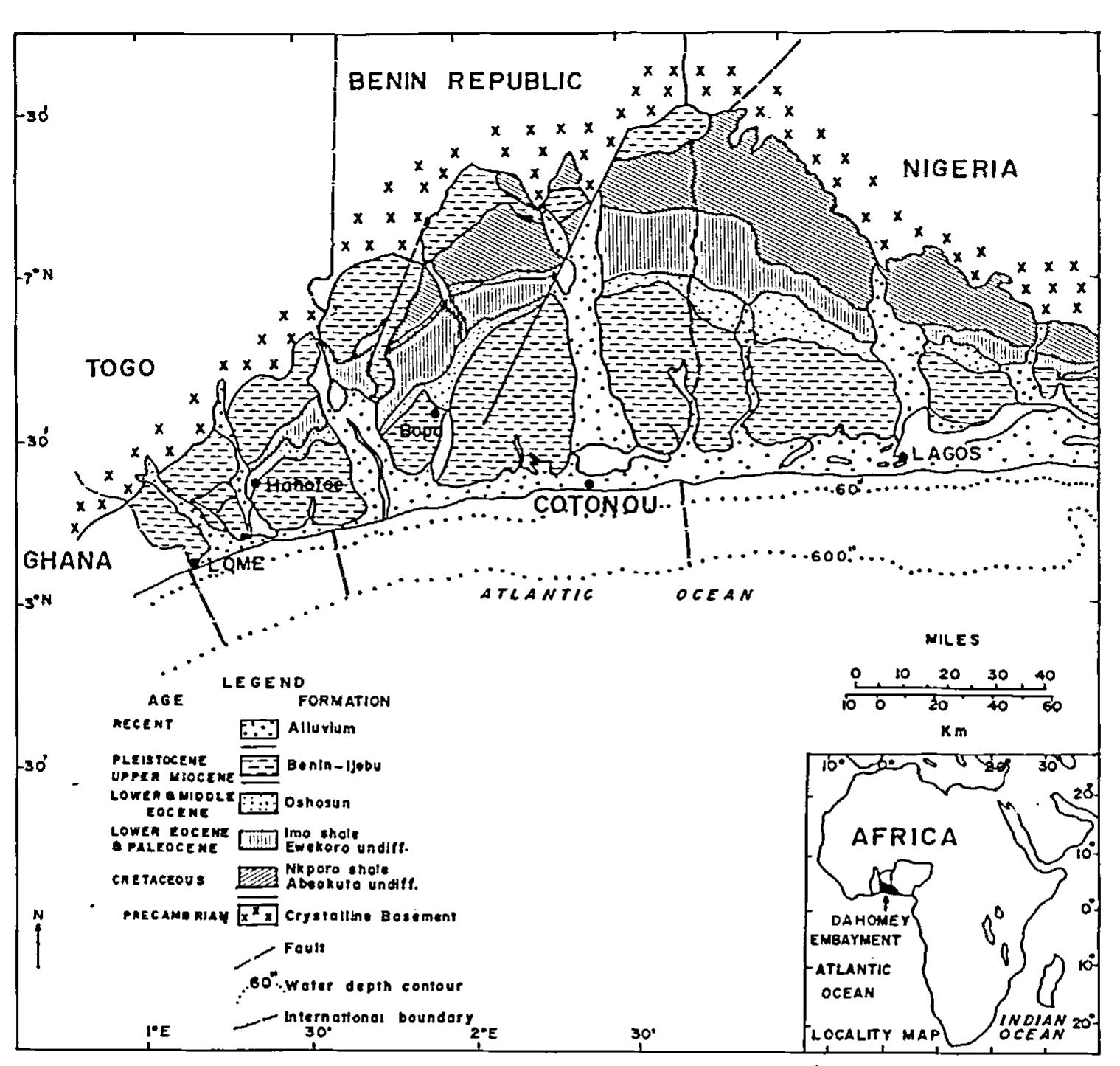Generalized geological map of the dahomey embayment