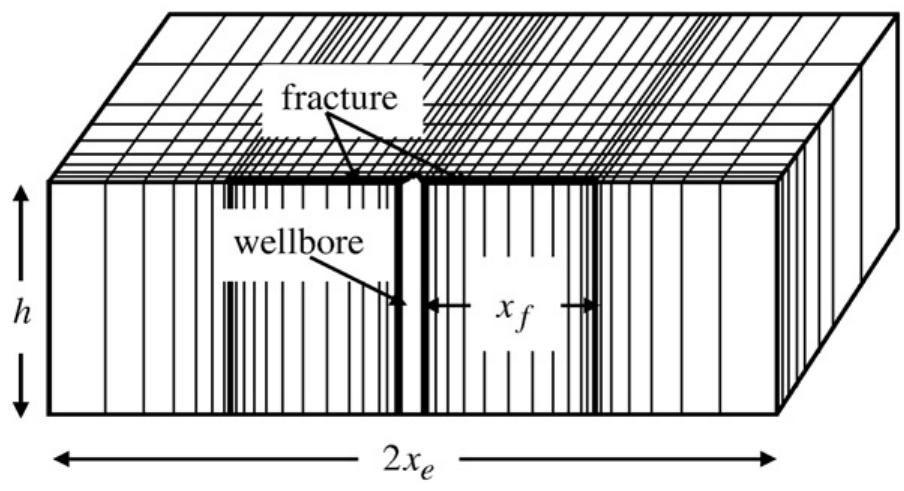 3-d cross-sectional view illustrating the fracture geometry