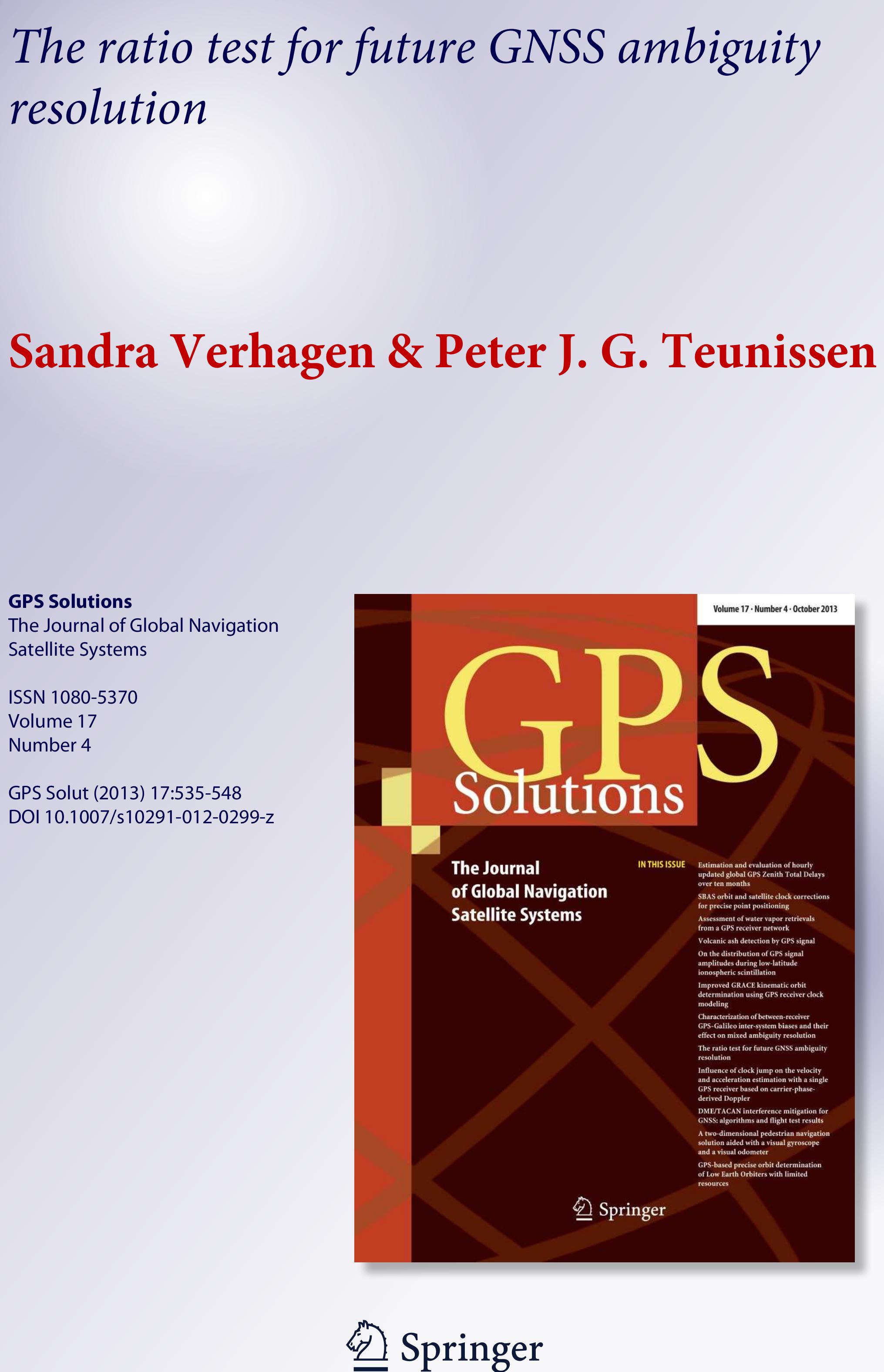 Figure 1 - The ratio test for future GNSS ambiguity