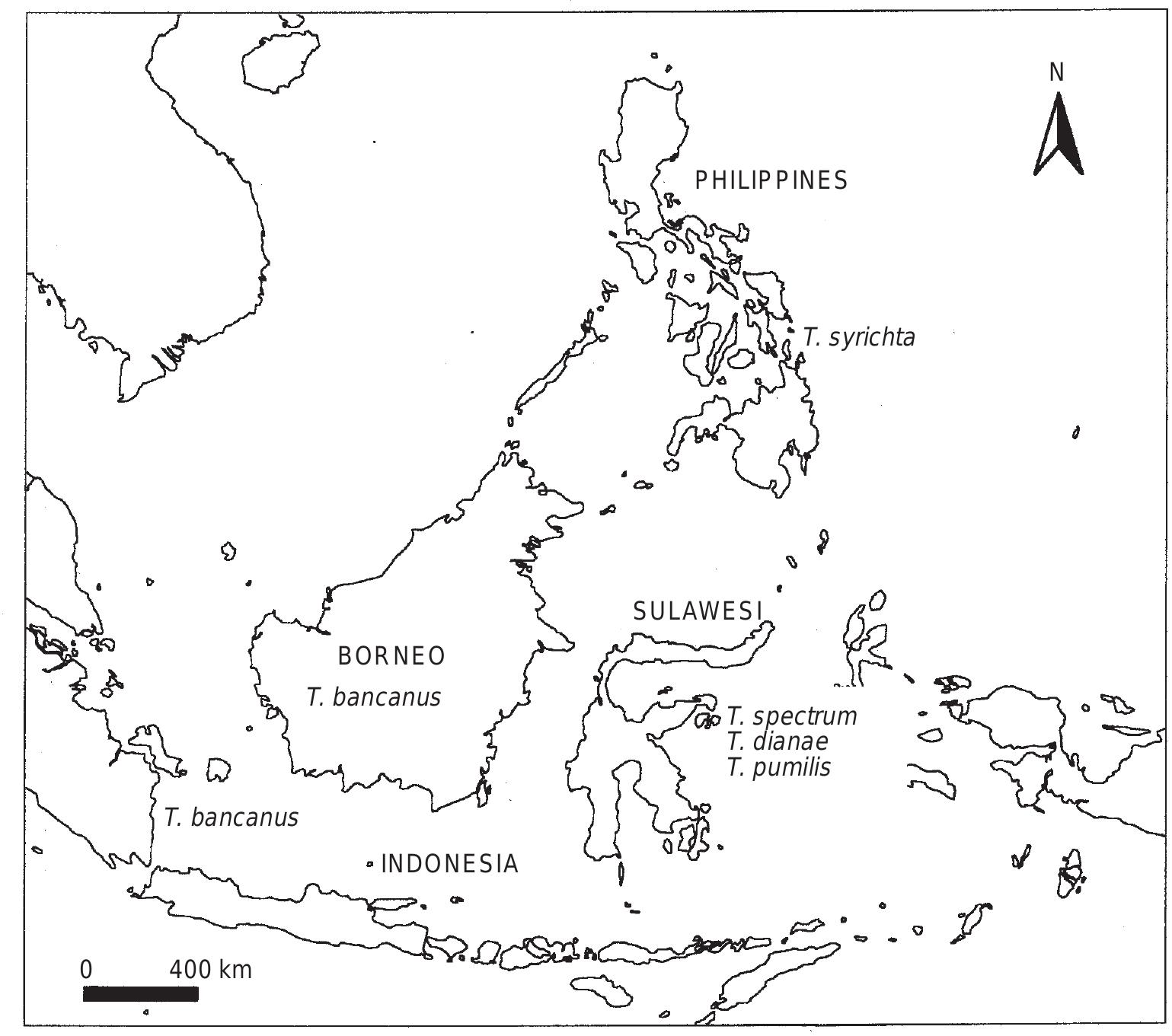 Map of south-east asia showing the distribution of the five