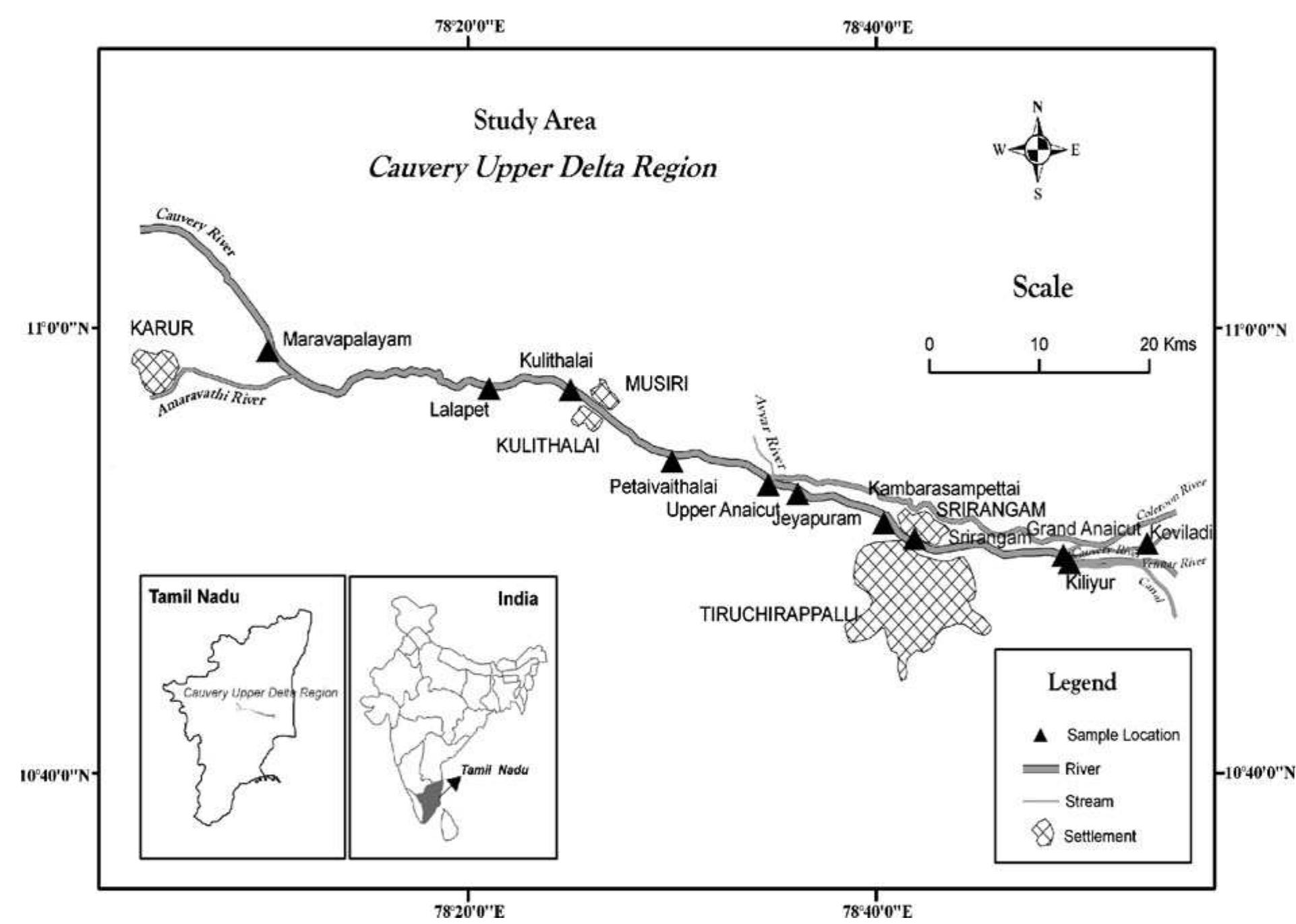 Sampling and location map of the study area water pollution