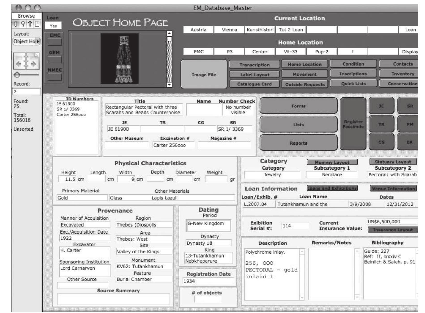 The main page of the original filemaker pro program database