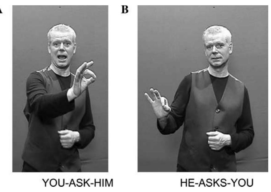 Examples of verb agreement in bsl. spatial verbs are chiefly