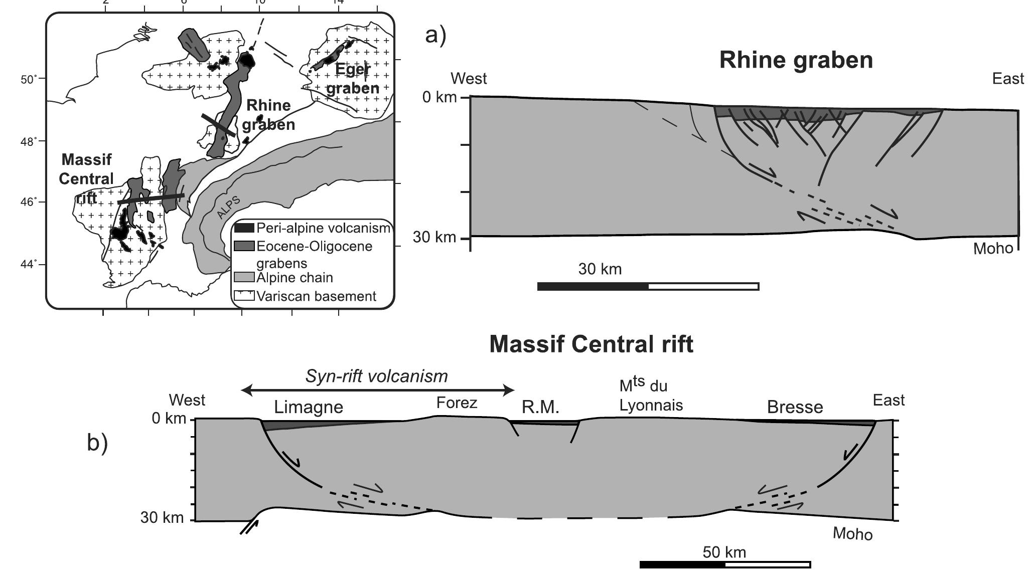 Synthetic geological map of the west european rift showing