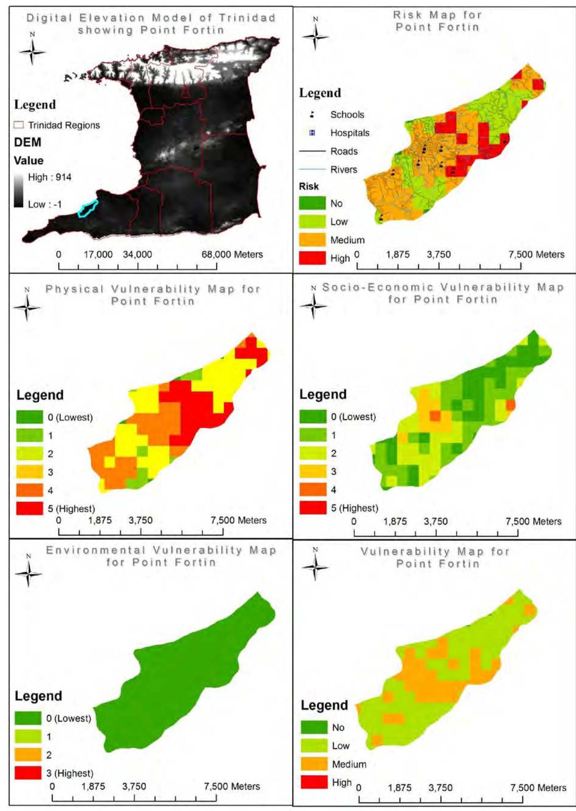 Map 14: risk and vulnerability map for point fortin regior