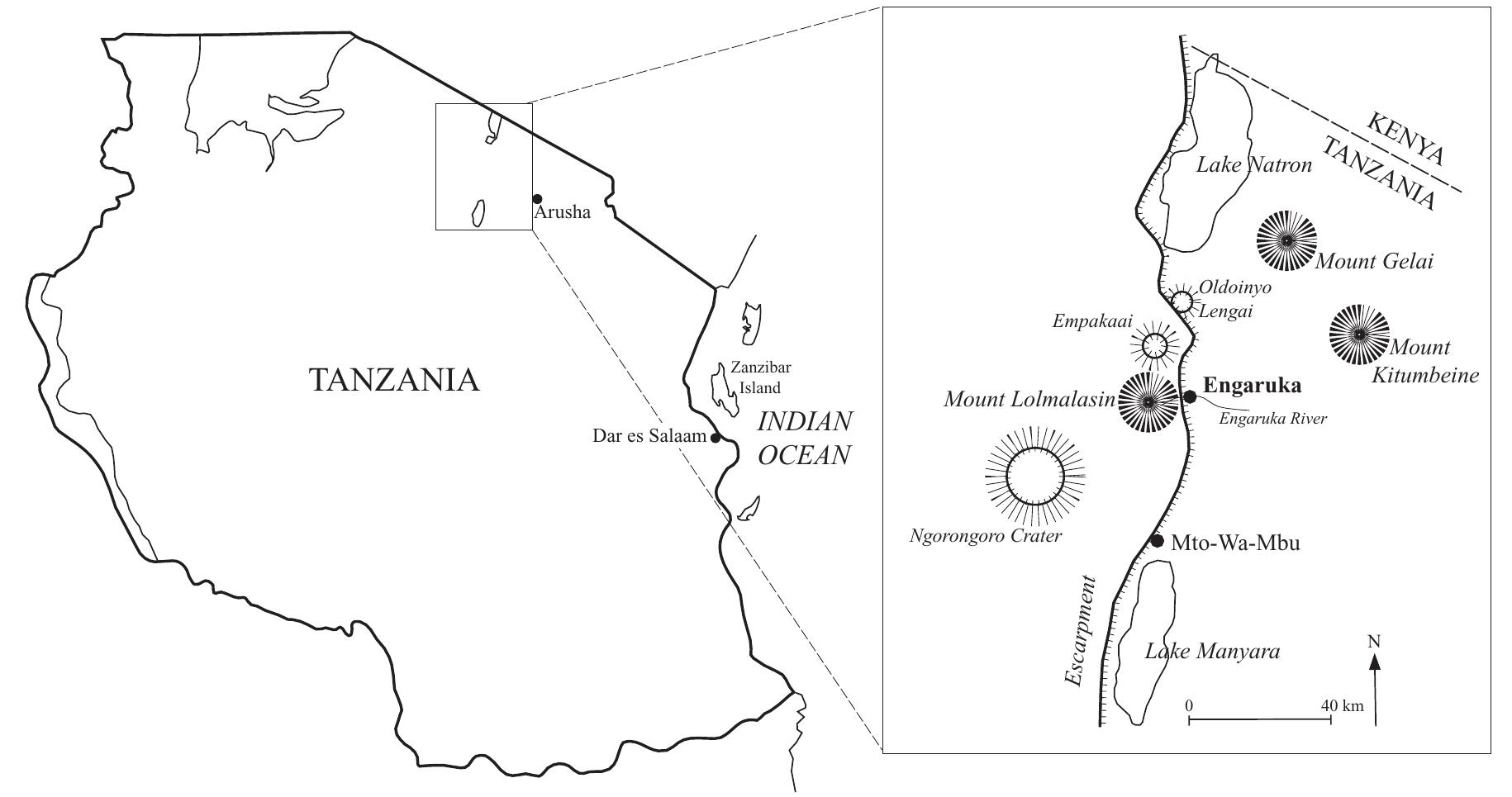 Map of tanzania and the engaruka area when studying