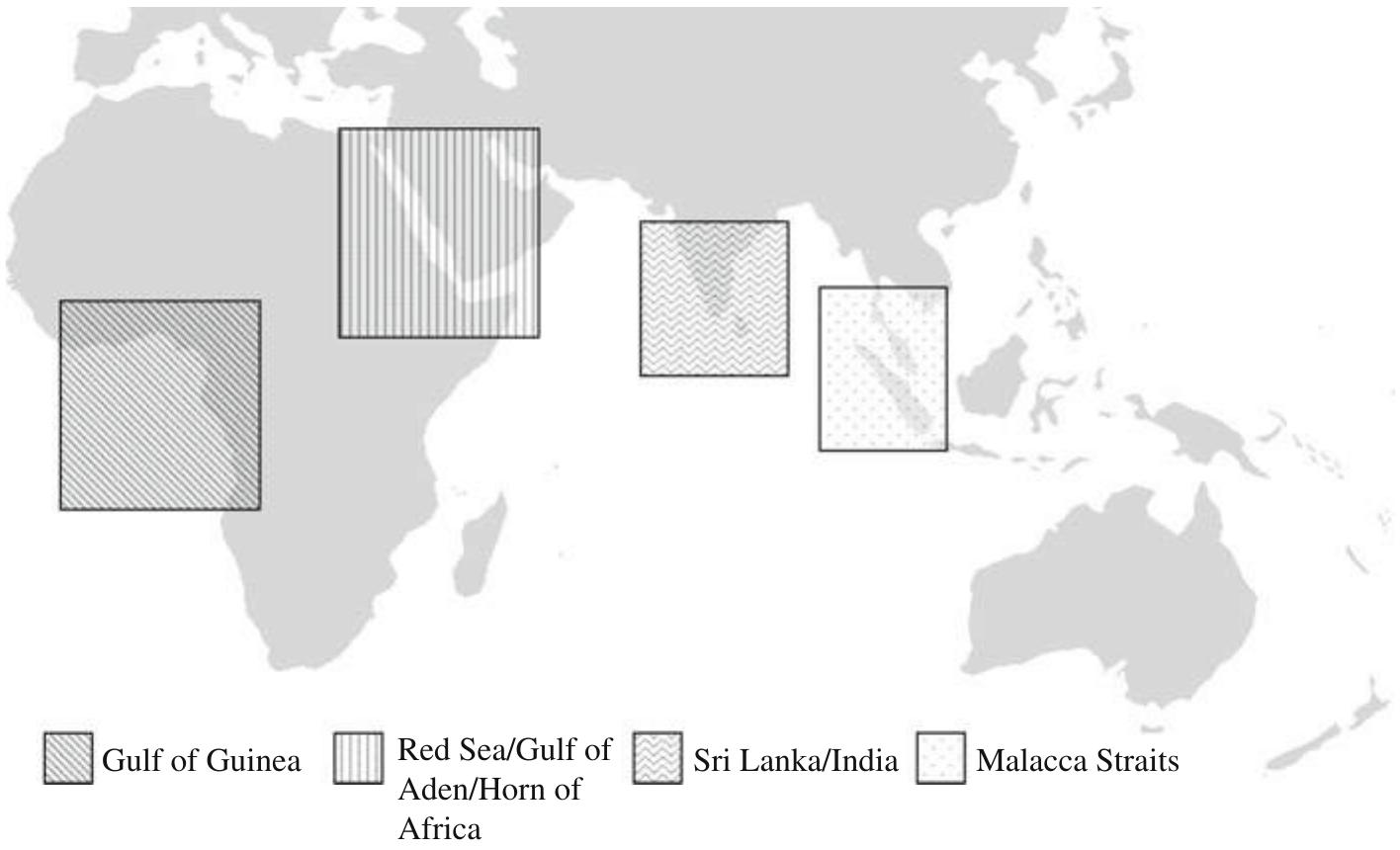 Map of highly pirated areas worldwide. map image from