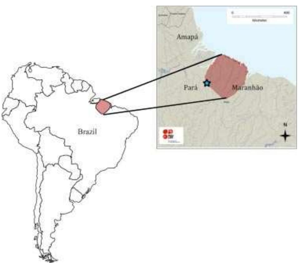 Map of south america, with inlay map of the distribution of
