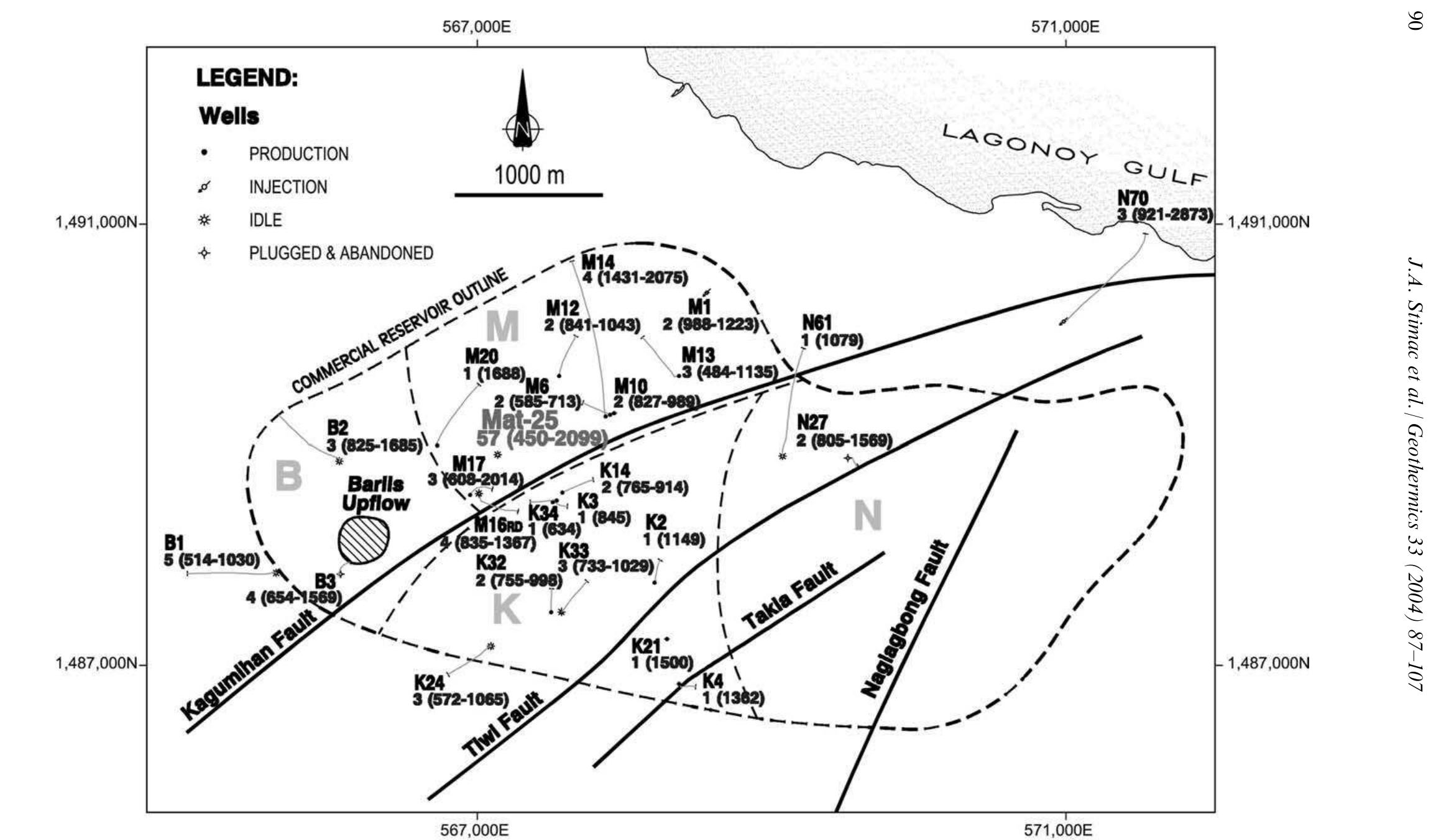 Map of the tiwi geothermal field showing the outline of the