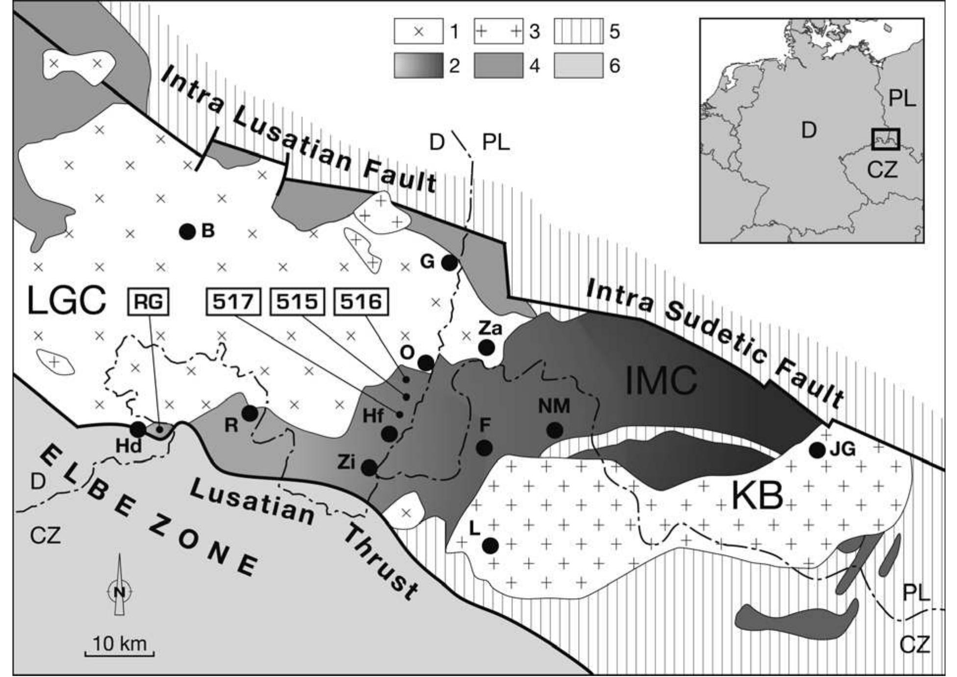 Simplified geological map of the lausitz—jizera—karkonosze