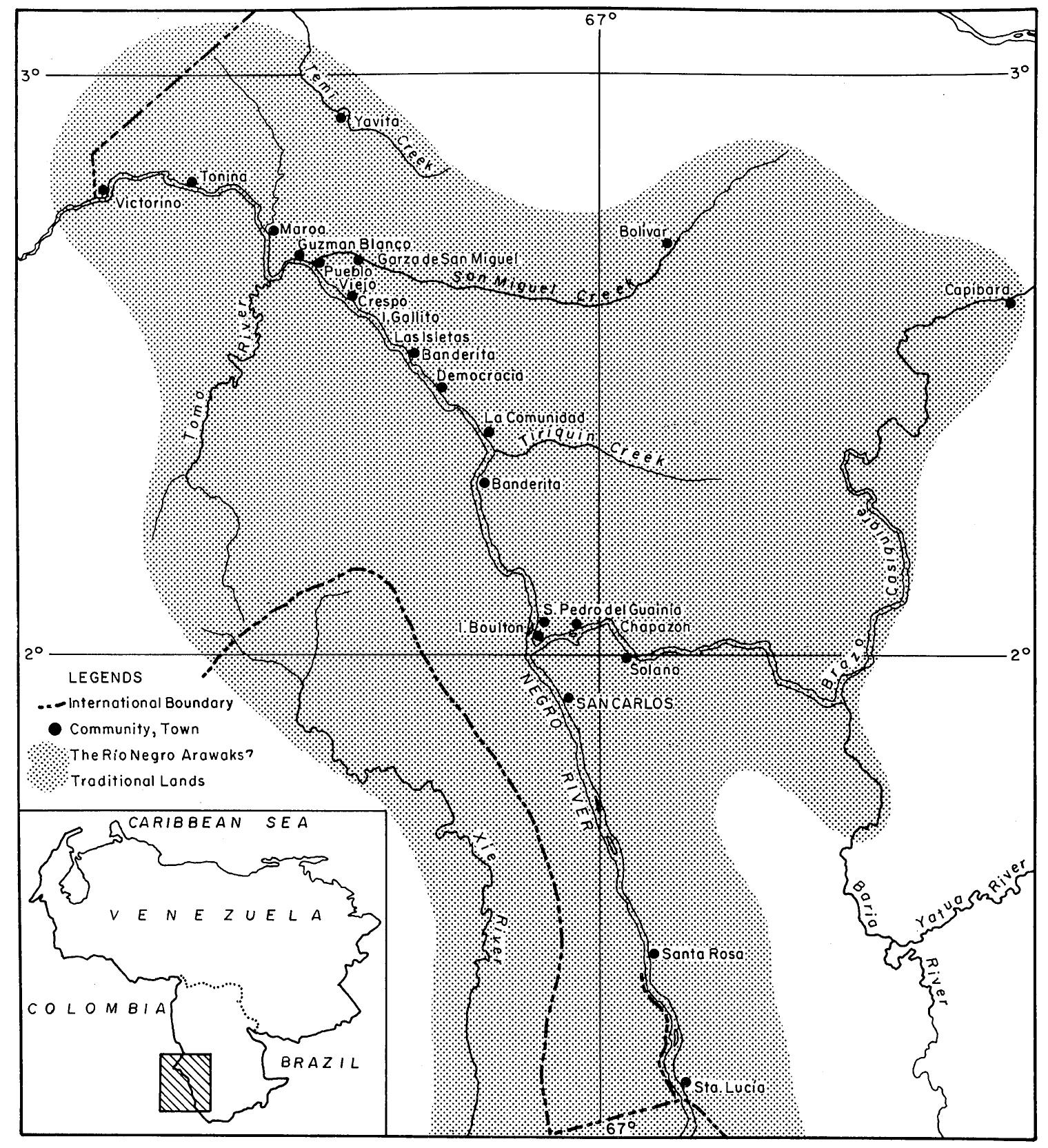Map of territories and townships of the baré, warekena, and