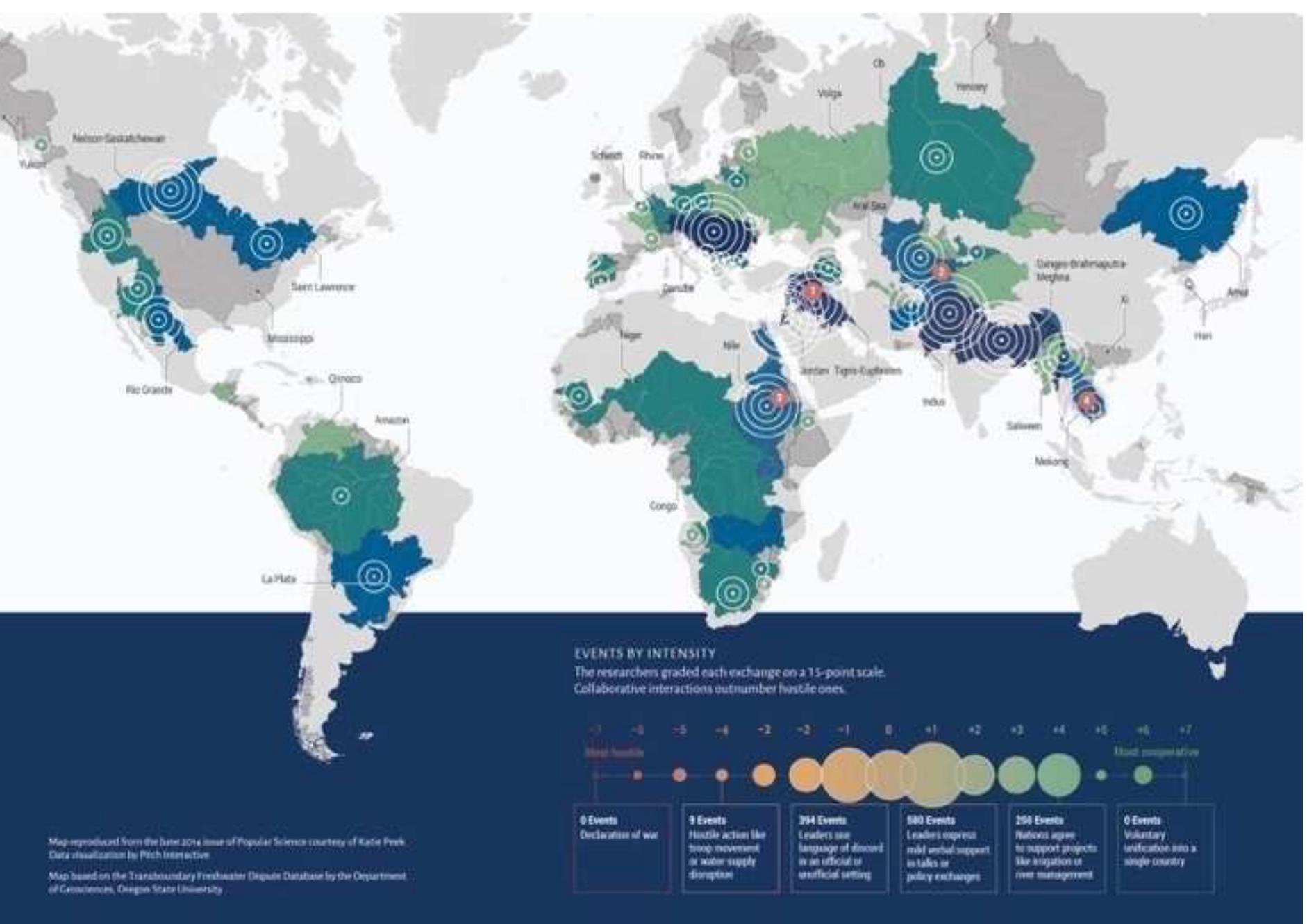 Global heat map of water conflict risk. source: adapted from