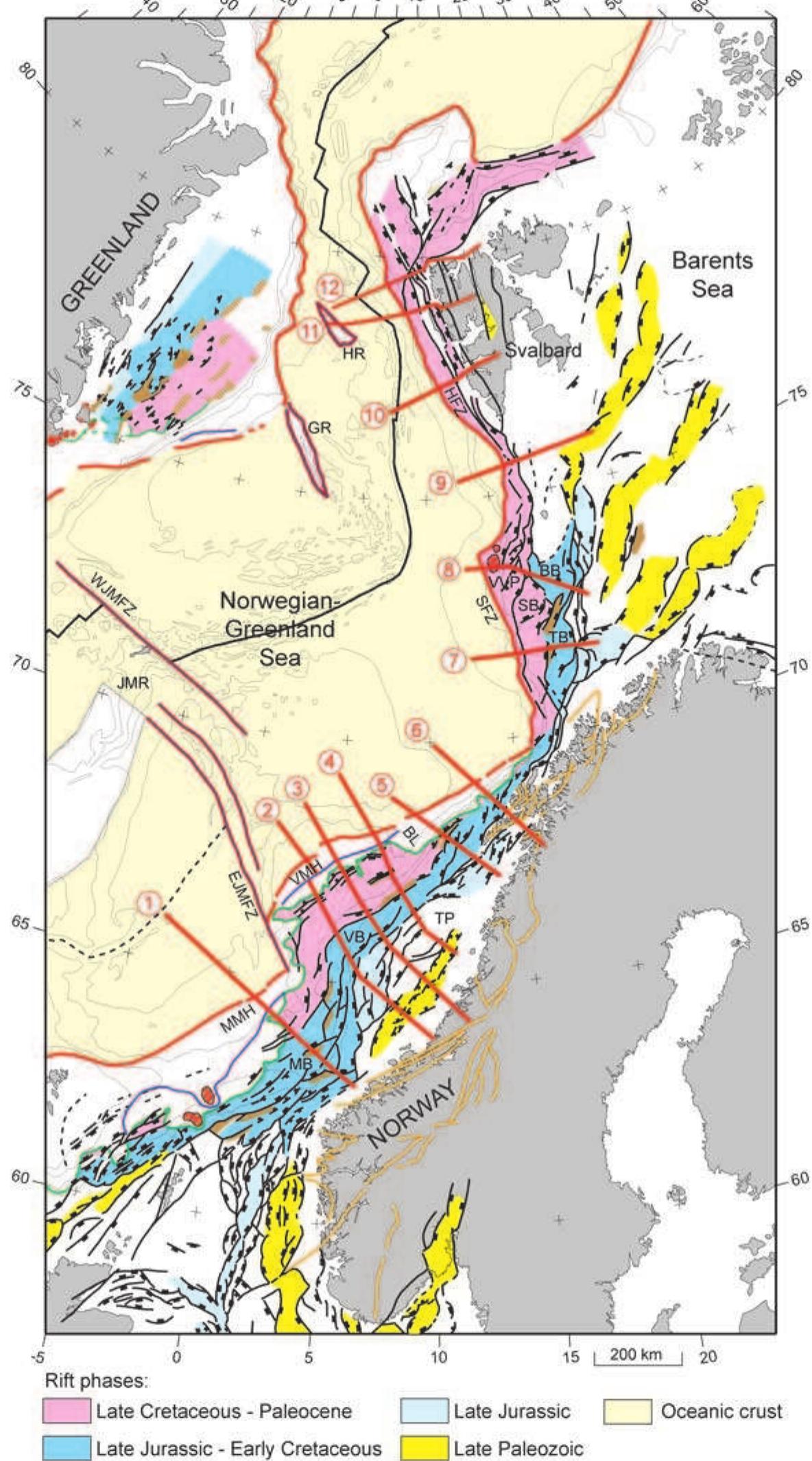 Regional structural map showing structural elements related