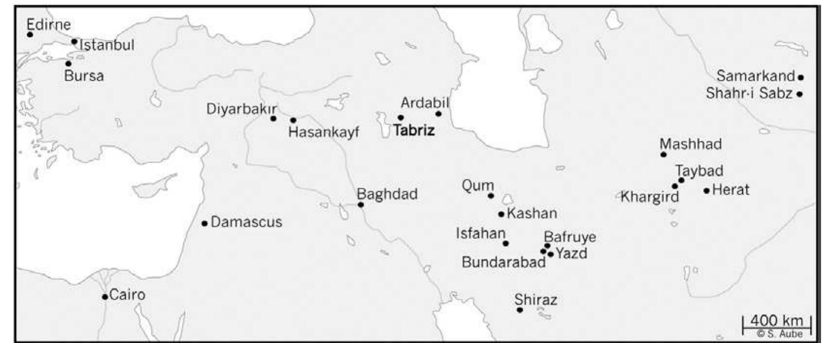 Map showing tabriz and related cities. (map: sandra aube)