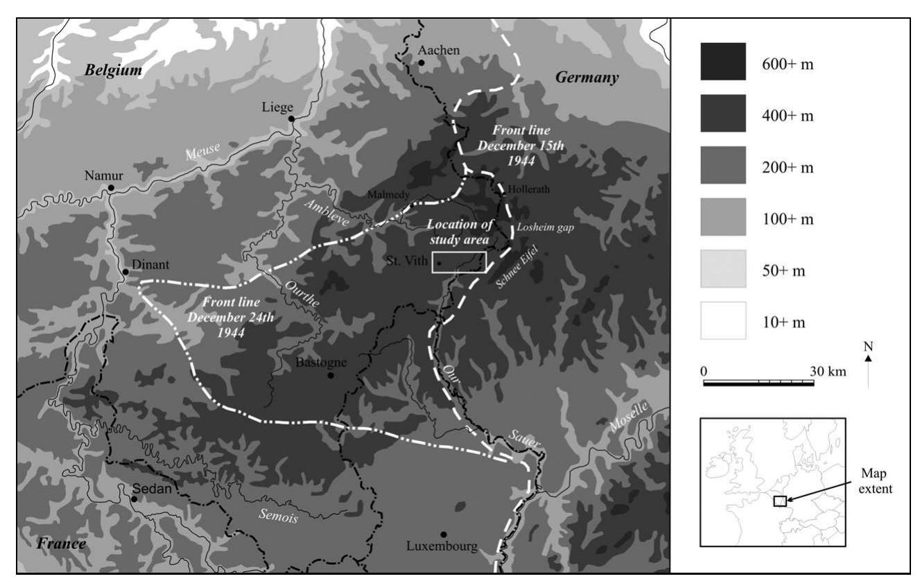 Topographic map of the ardennes region showing location of