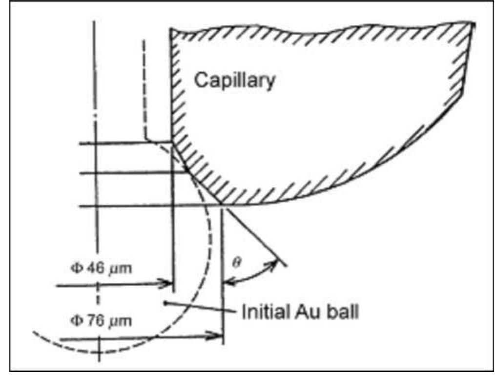 Diagram of cross-section of capillary tip showing capillary