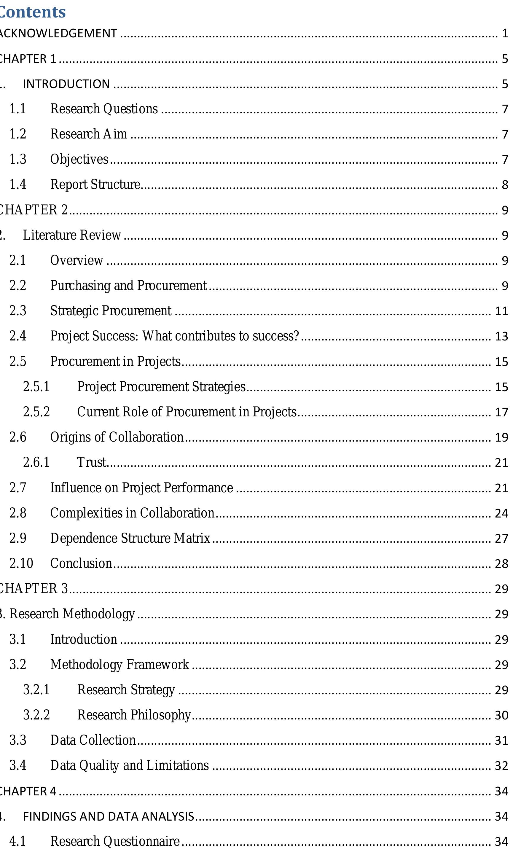 Table 1 - PROCUREMENT IN PROJECT MANAGEMENT: A COLLABORATIVE