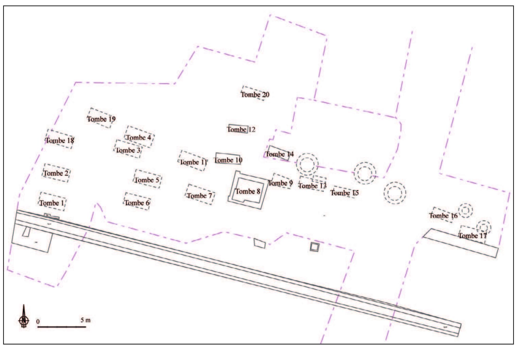 Utica —- map of the necropolis of »the island« (map by the