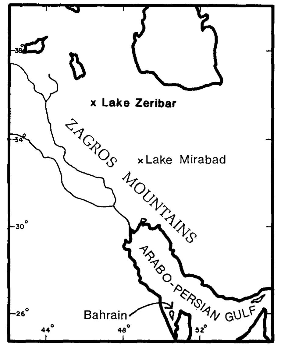 Map of the shatt al-arab basin showing locations of pollen