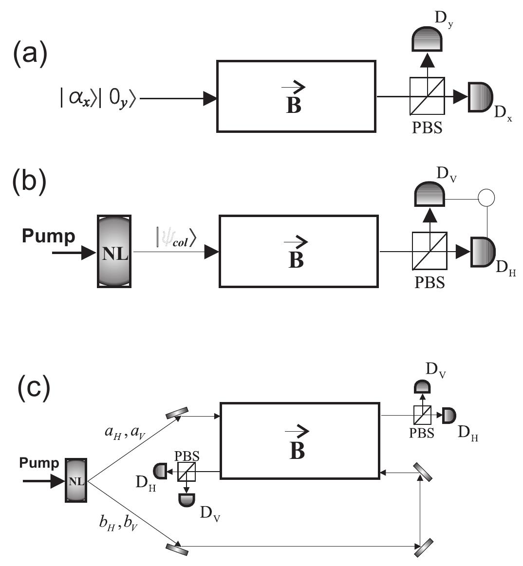 1: the setup for the magneto-optical rotation of light by