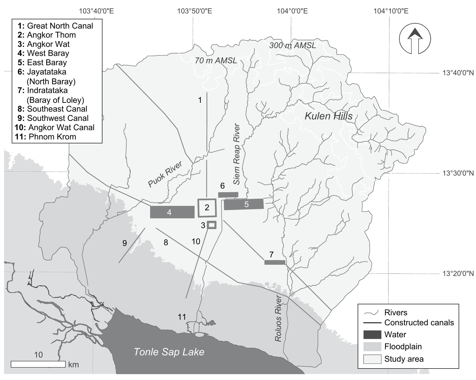 Map of the study area and location of the major hydraulic