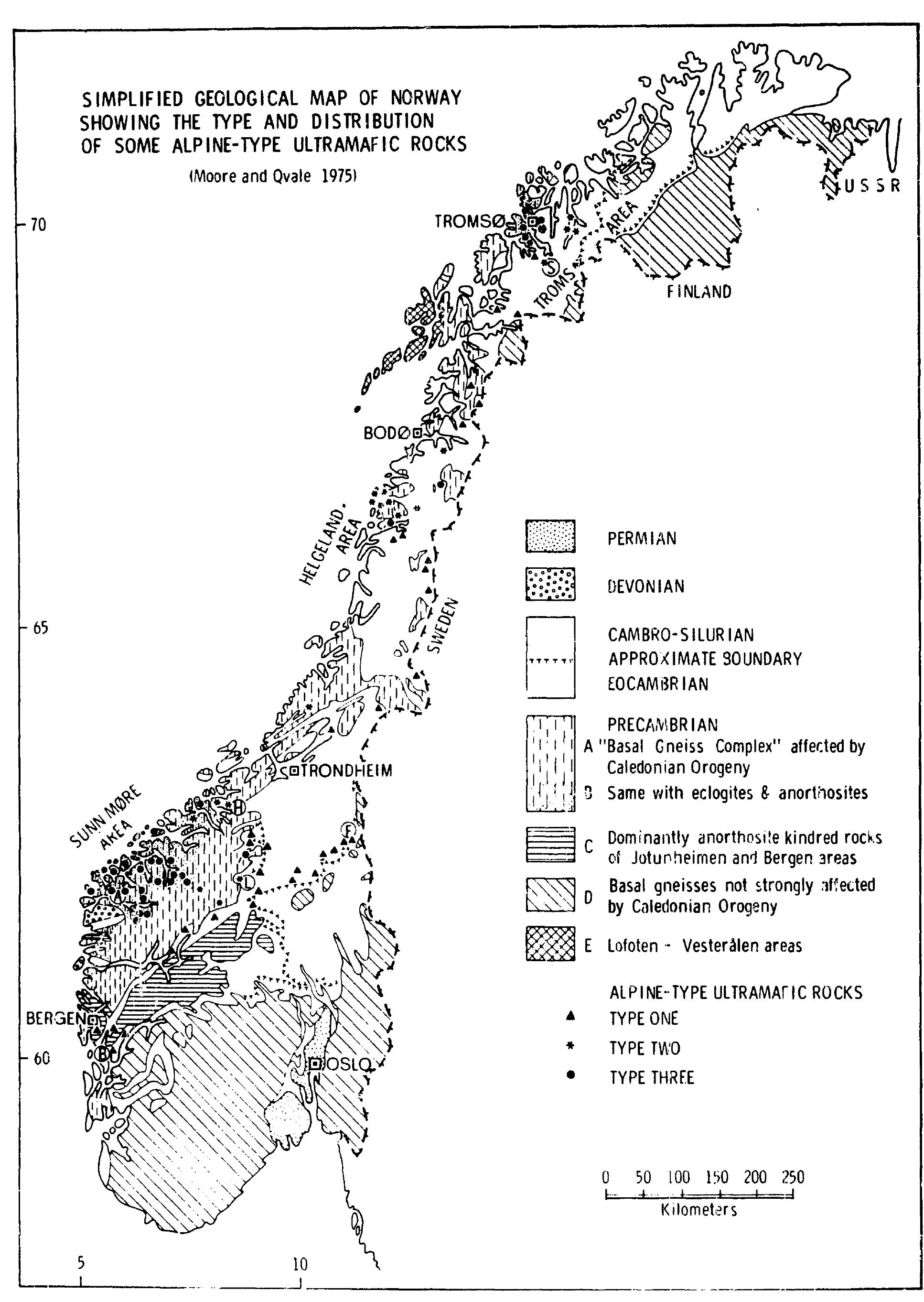 Simplified geological map of norway showing the type and