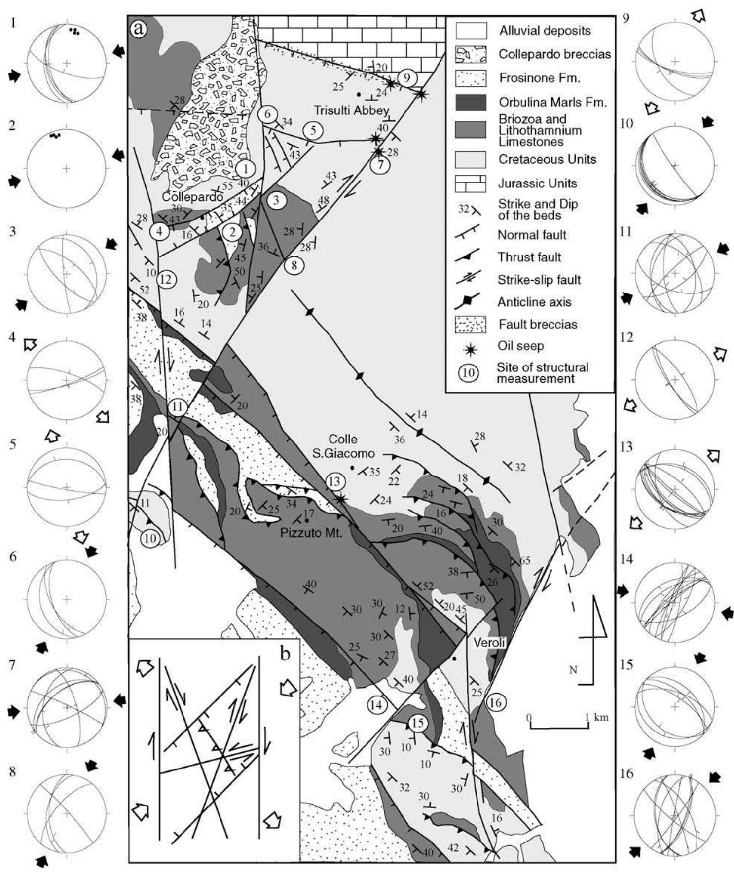 Geological-structural map of collepardo area. for location