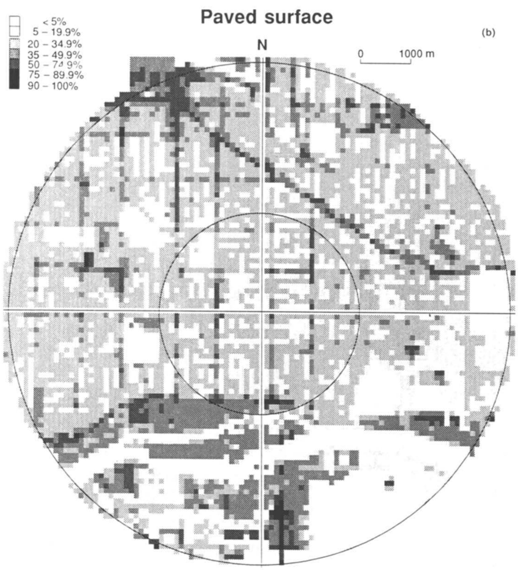 Map of surface types for same area as fig. 9: (a) total