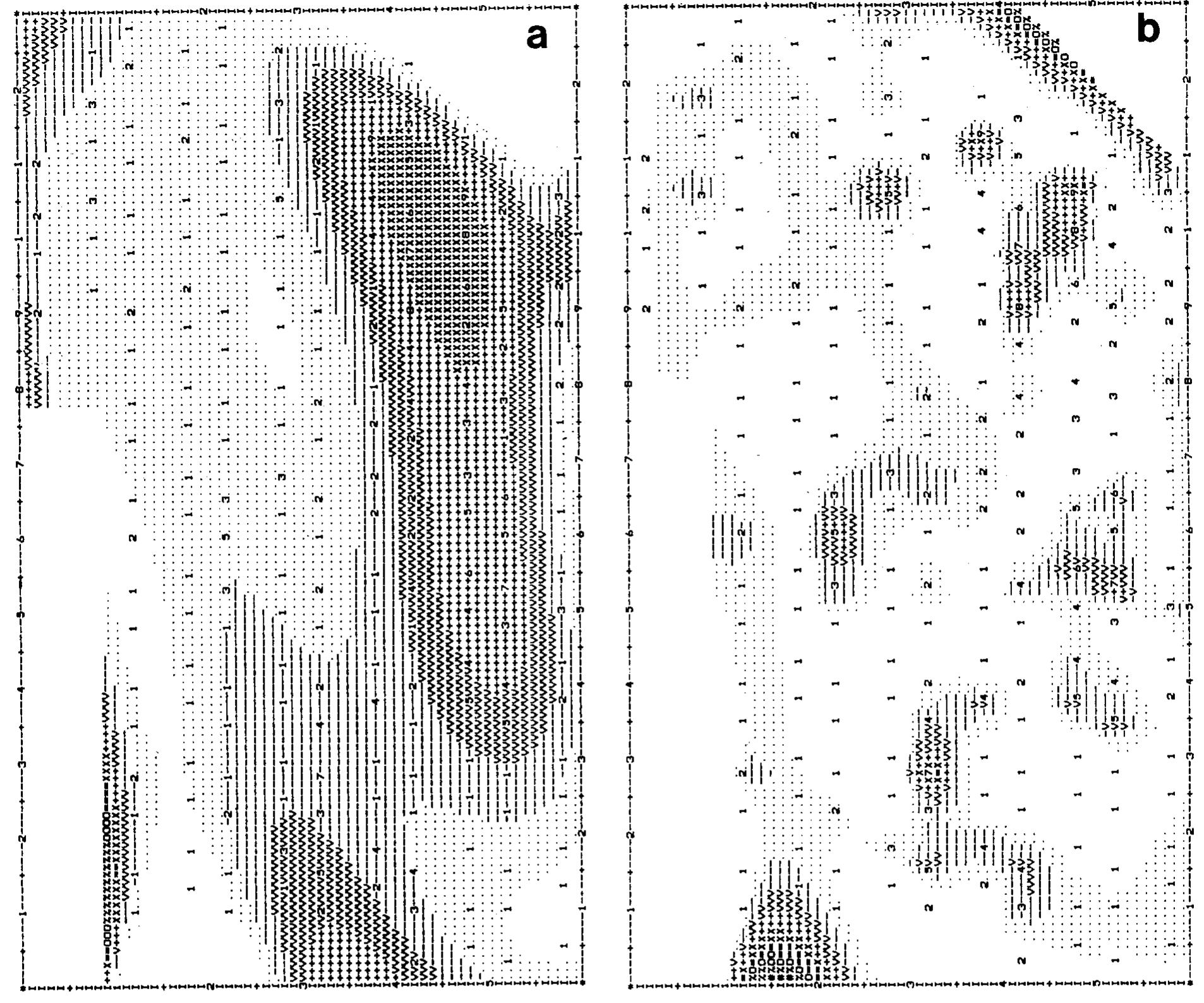 (a) trend surface map of acer saccharum, sixth order
