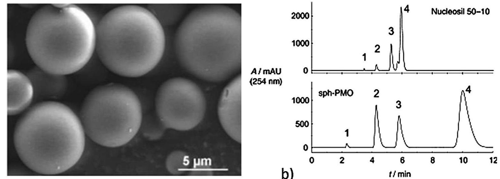Sem image of spherical particles of benzene-pmo (sph-pmo)